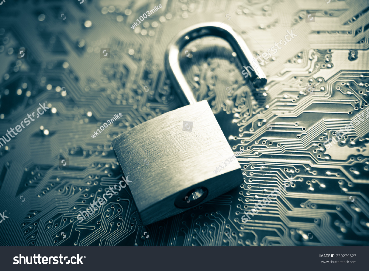 Open Security Lock On Computer Circuit Stock Photo 230229523 | Shutterstock