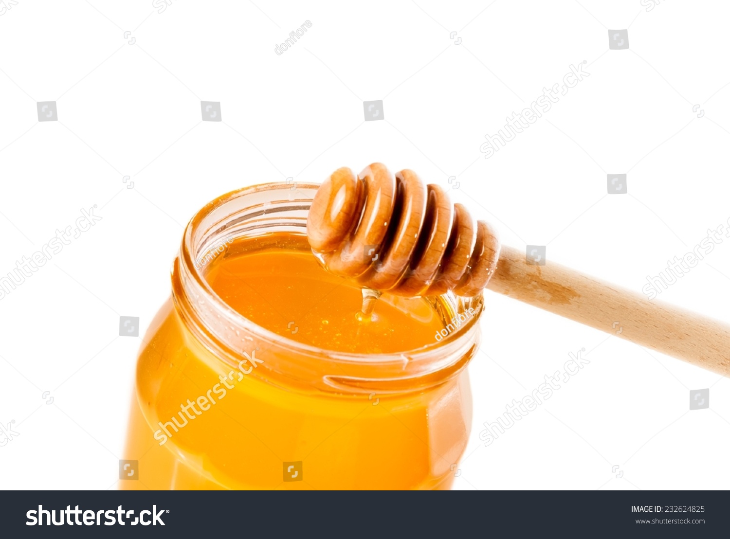 Opened Honey Jar Wooden Honey Dipper库存照片232624825 Shutterstock