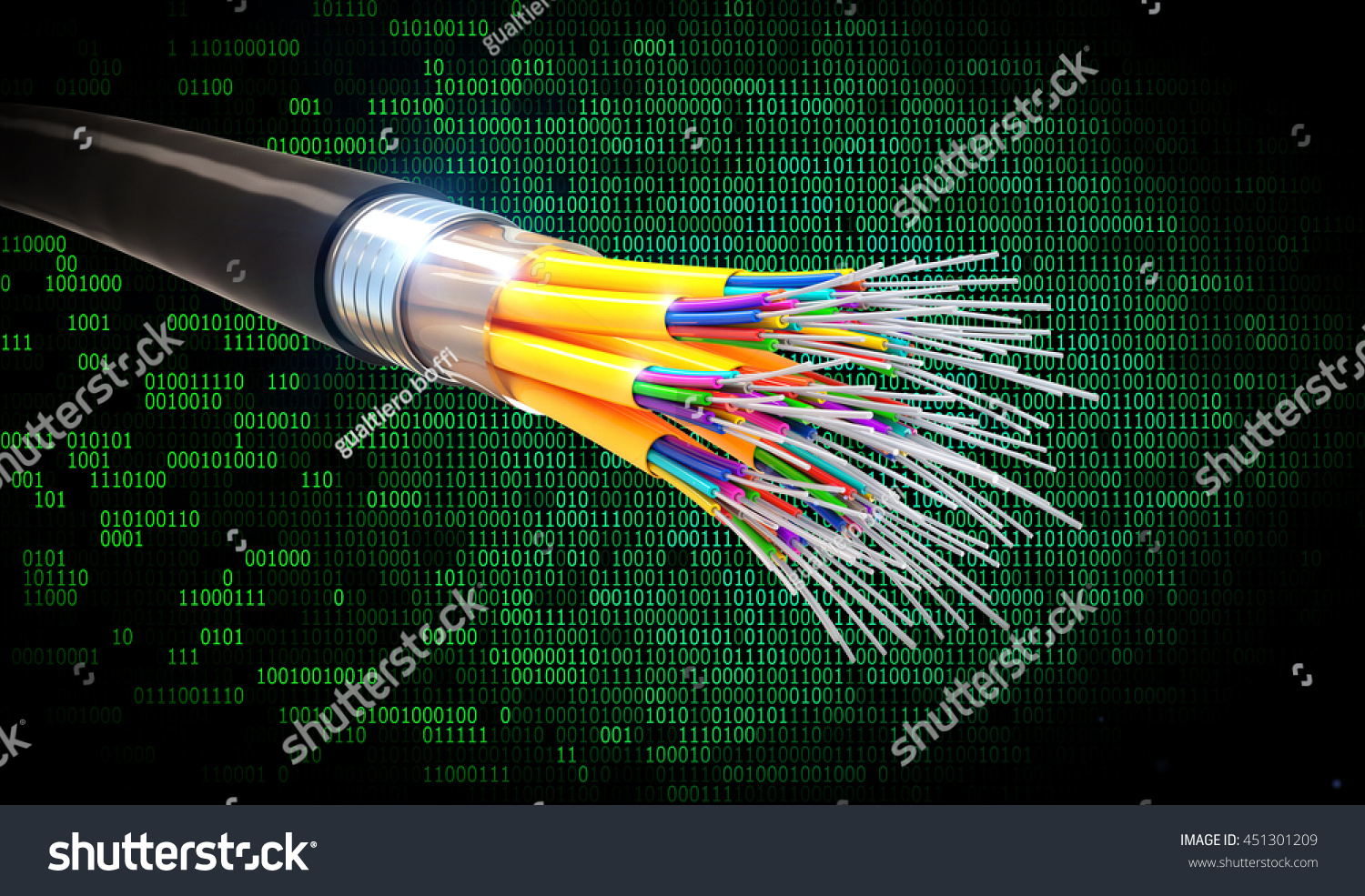 Optical Fiber Binary Code Background 3d Stock Illustration 451301209 ...