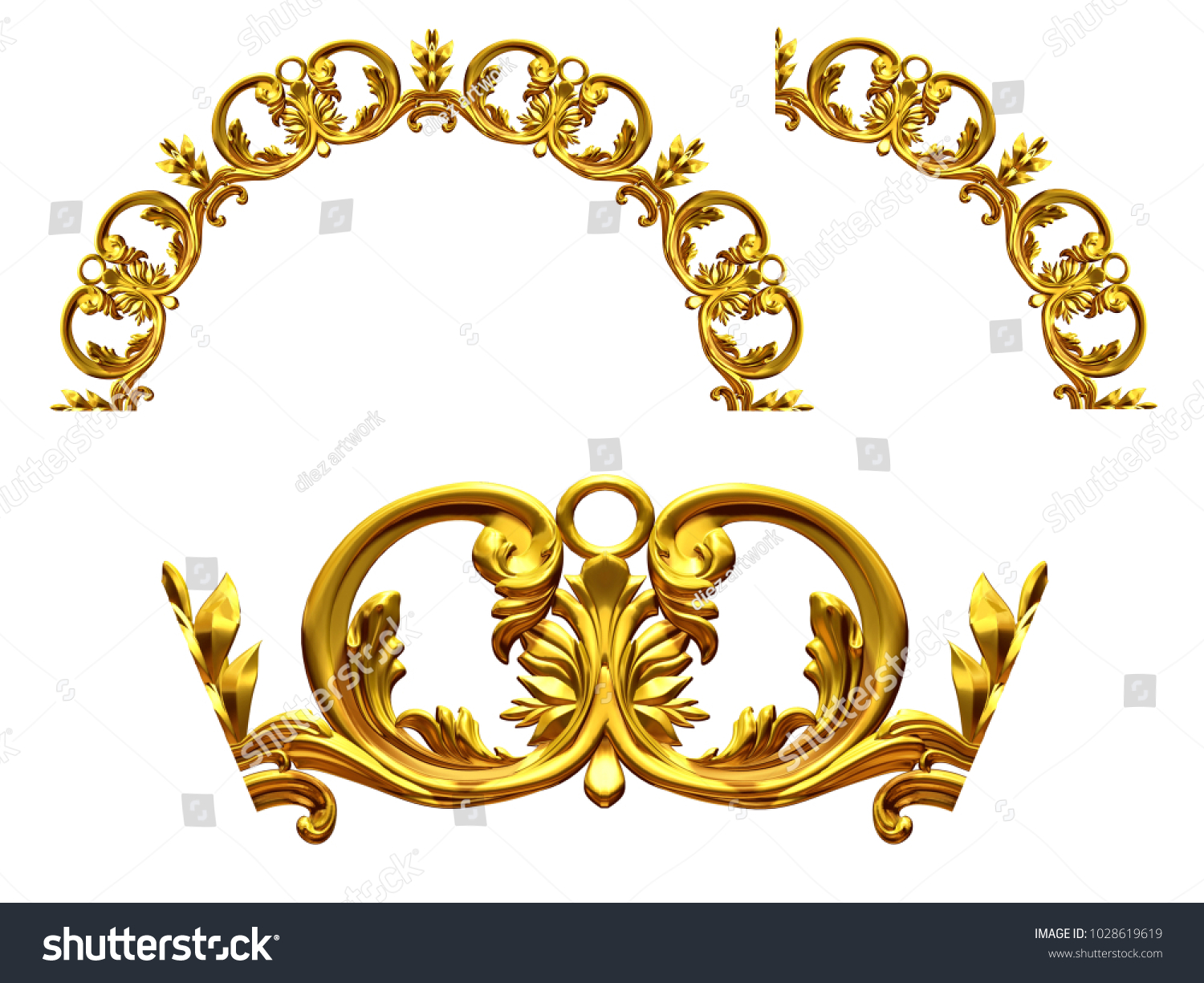 Ornamental Segment Scroll Round Version Fourty Stock Illustration ...