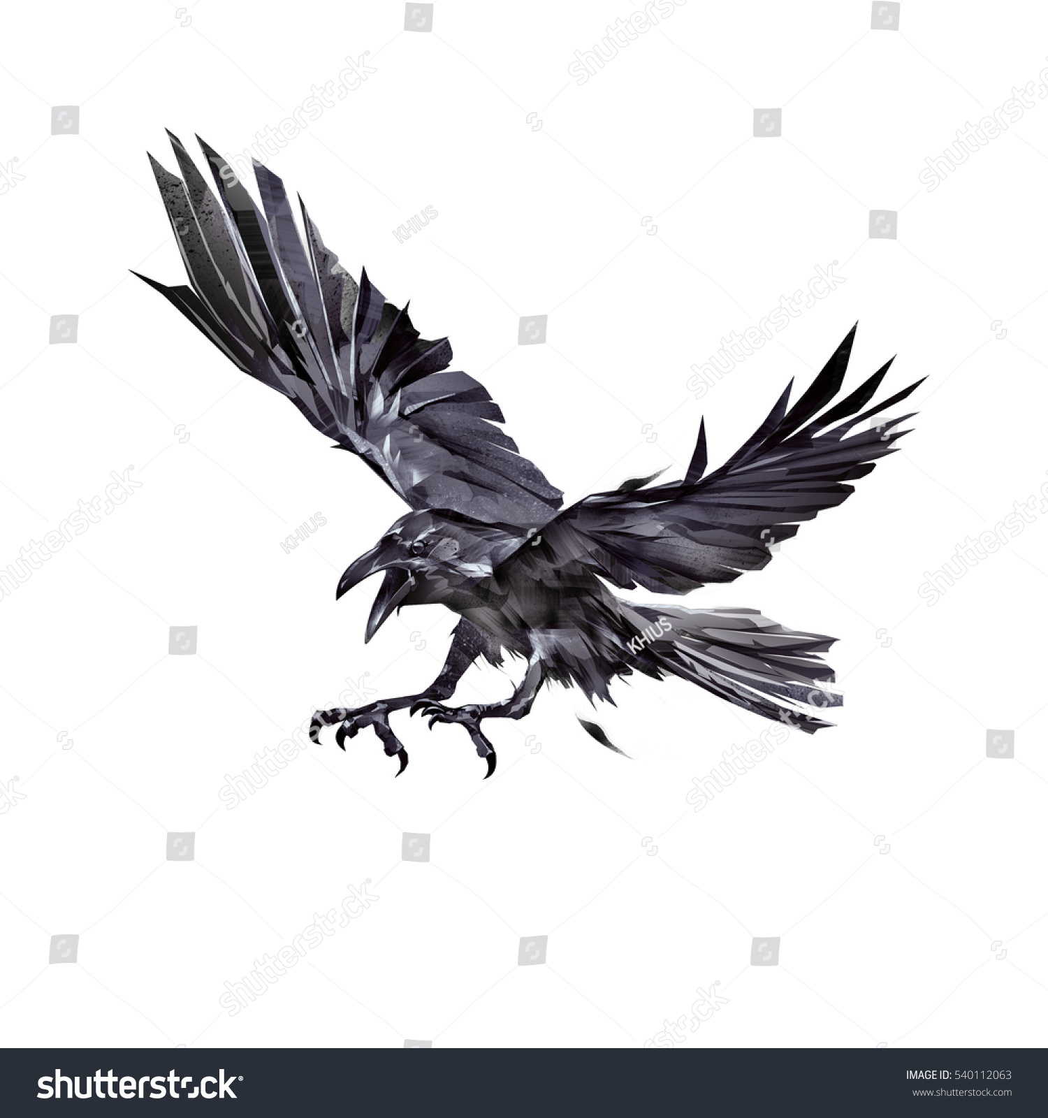 Painted Black Crows Attacking Stock Illustration 540112063
