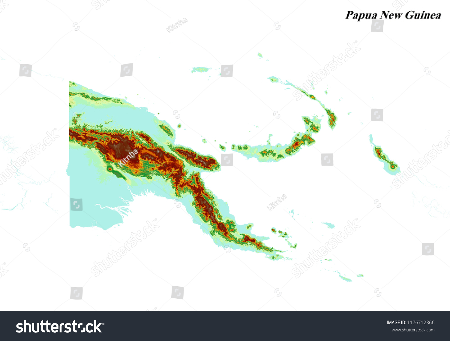 Papua New Guinea Elevation Map 3d Stock Illustration 1176712366 ...
