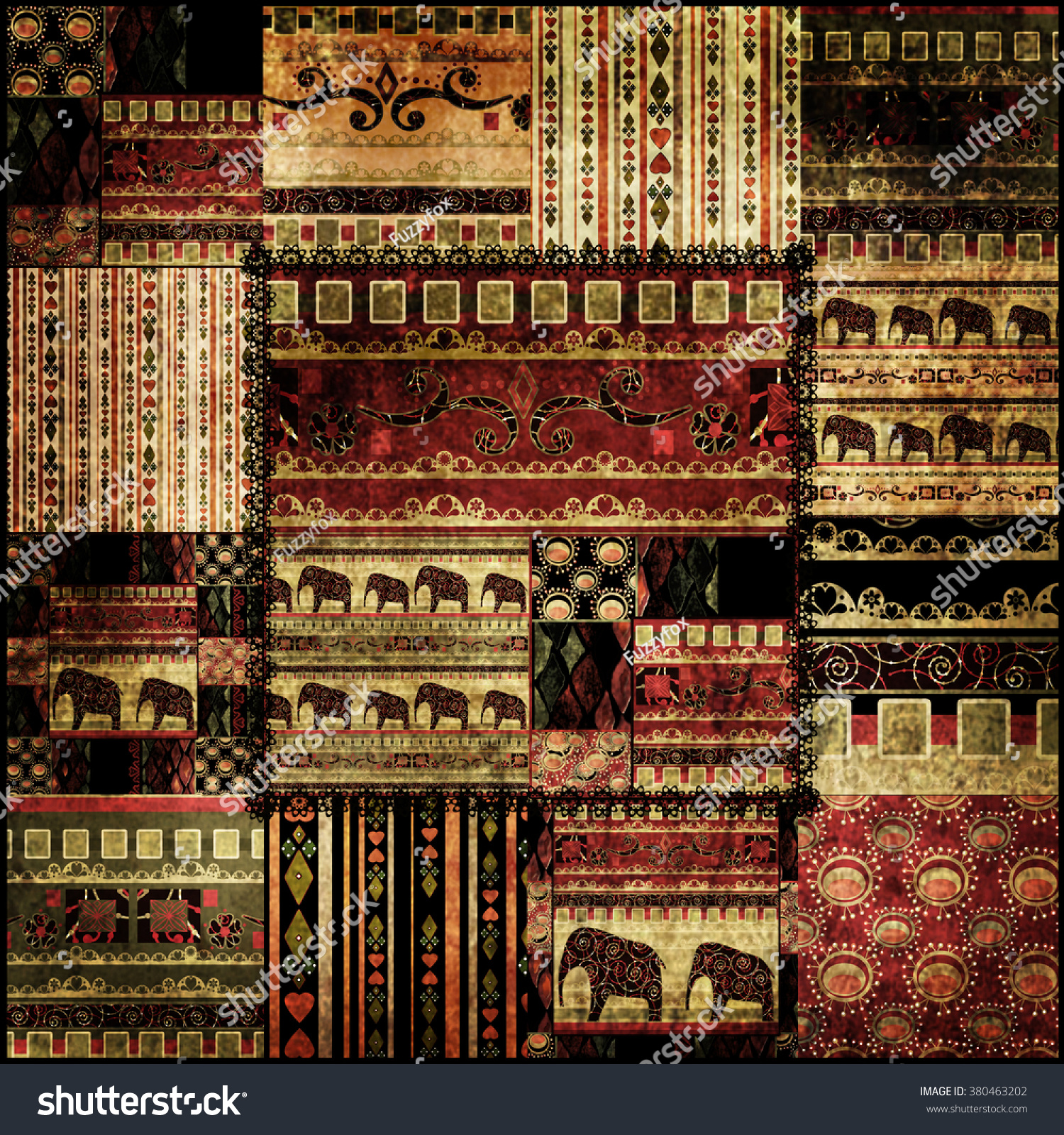 Patchwork African Pattern Grunge Print Background Stock Illustration ...