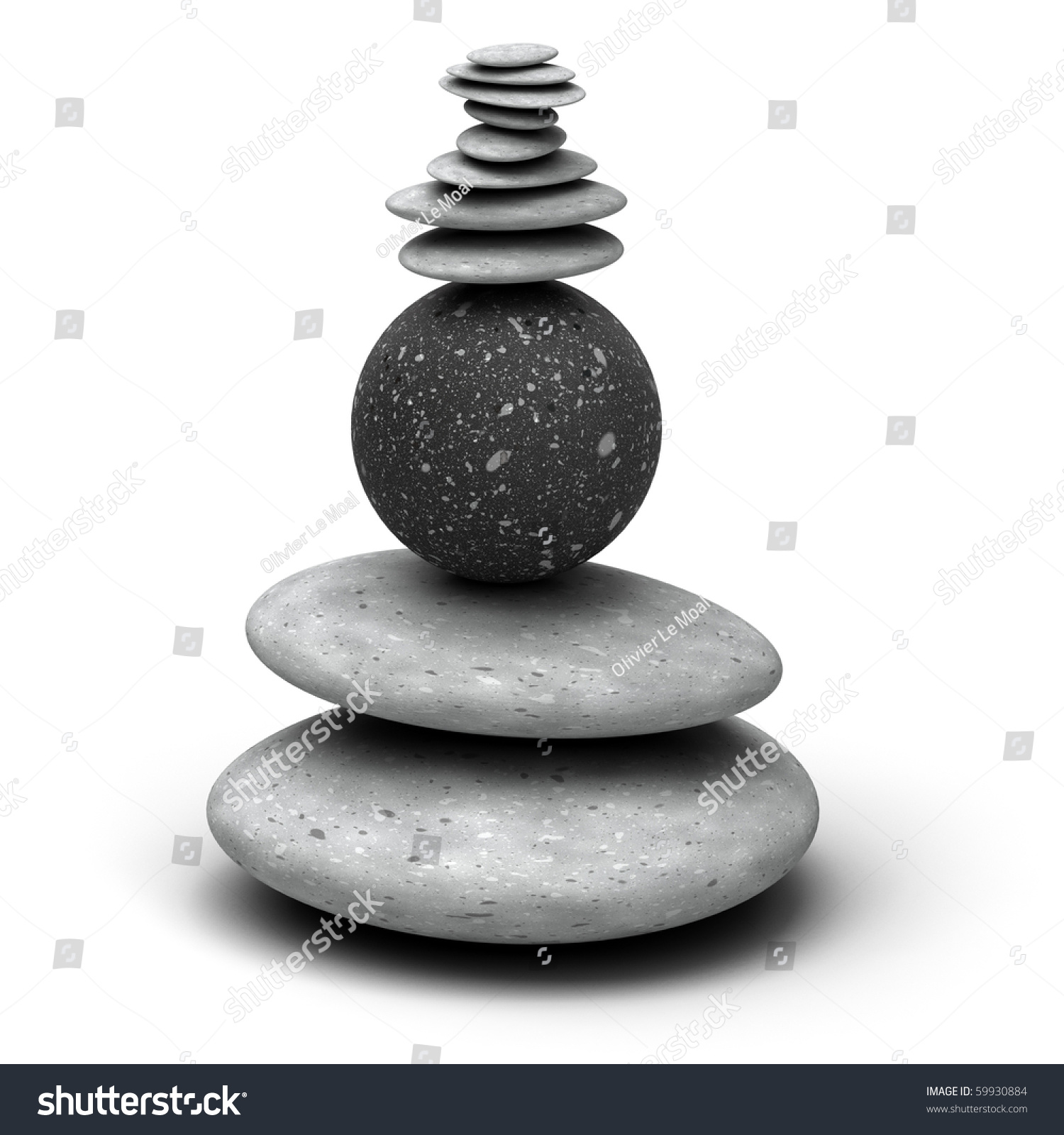Pebbles Stack Over White Background Stock Illustration 59930884