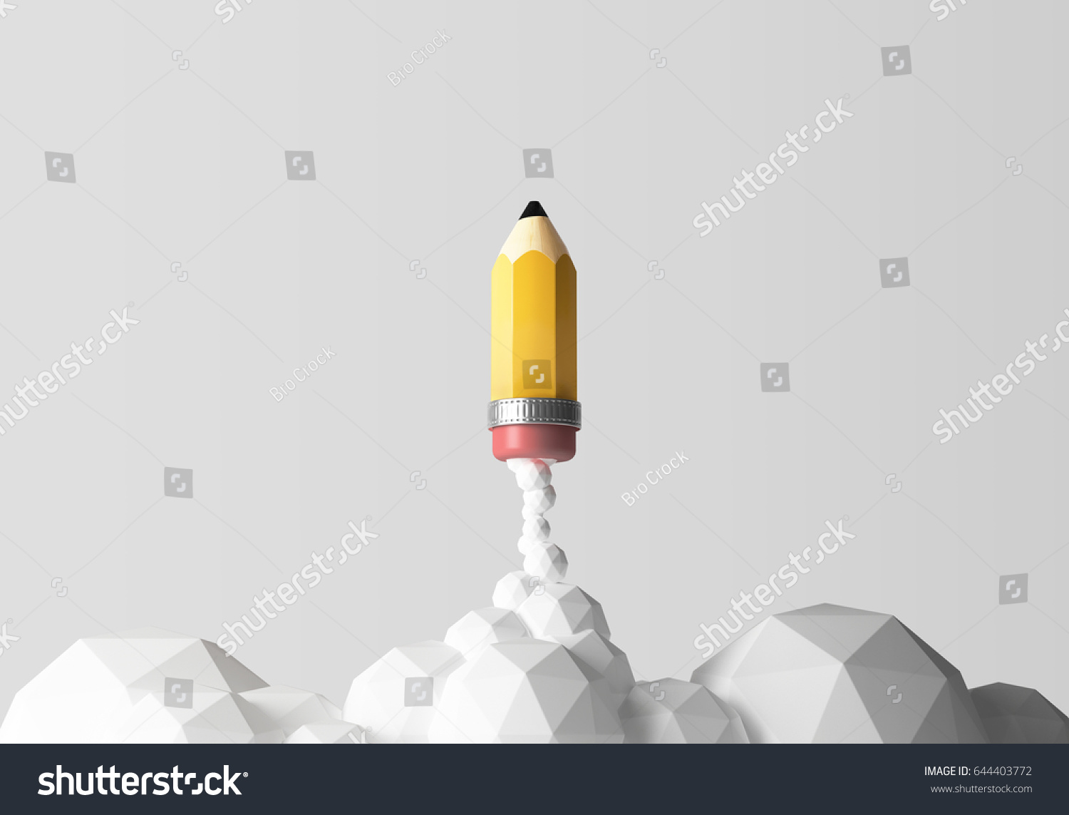 Pencil Rocket Concept 3 D Rendering Stock Illustration 644403772 ...