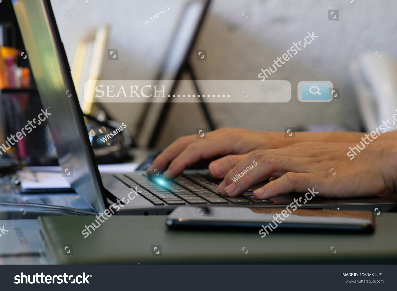 Person Using On Laptop Computer Uploding Stock Photo (Edit Now) 1969681432