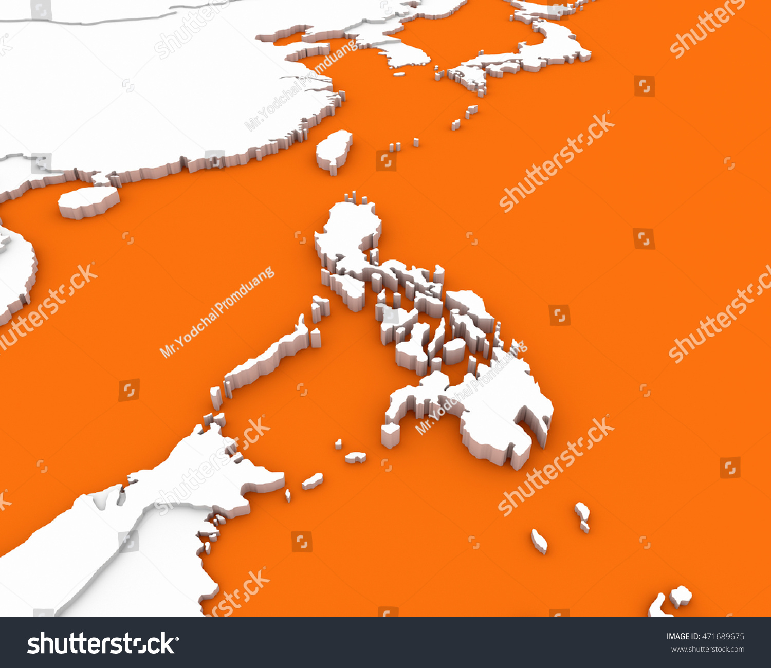 Philippines Map 3d Rendering Stock Illustration 471689675