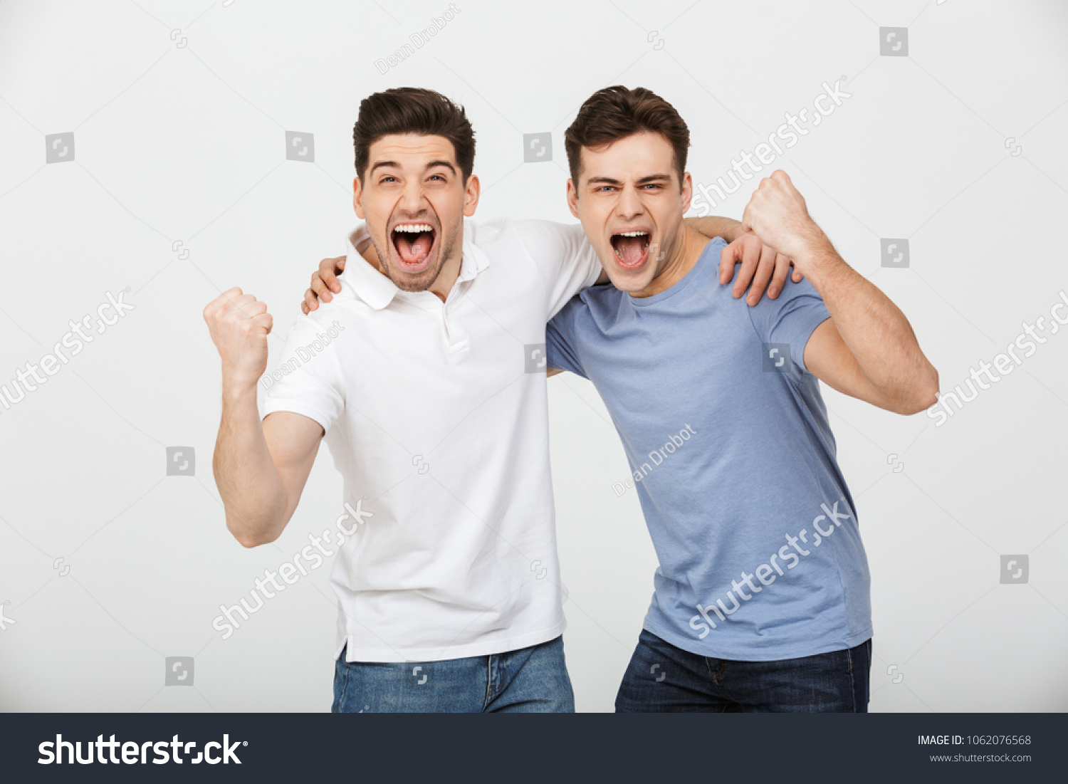 Photo Two Cheerful Men 30s Wearing Stock Photo 1062076568 | Shutterstock