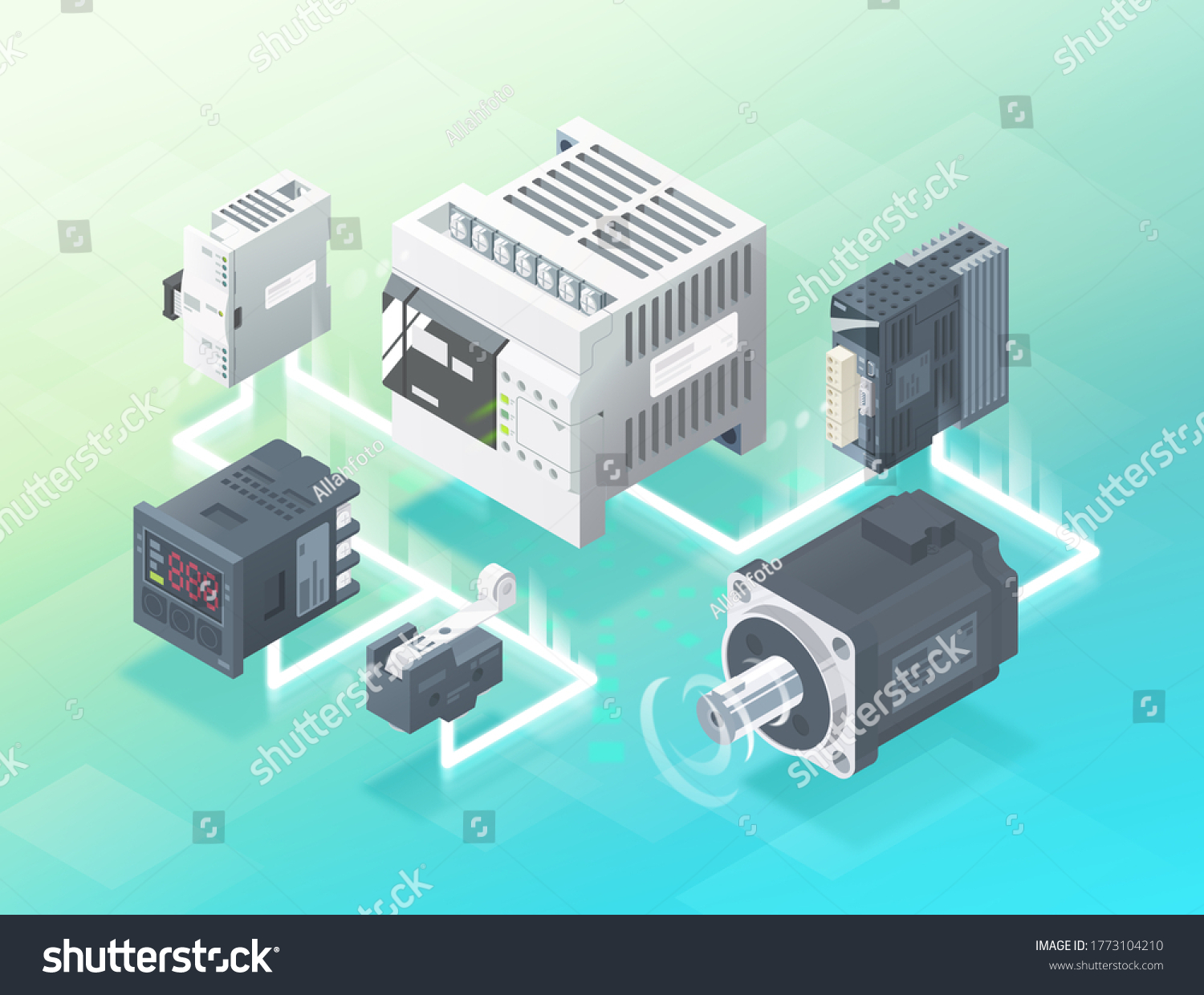 Plc Industrial Control Systems 3d Isometric Stock Illustration 1773104210