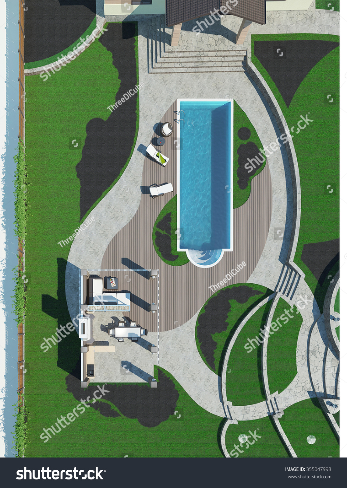 Poolside Master Plan 3d Render Stock Illustration 355047998 | Shutterstock