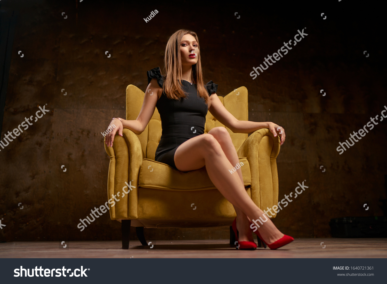 Portrait Stunning Fashionable Model Sitting Chair Stock Photo ... Portrait Stunning Fashionable Model Sitting Chair Stock Photo ...