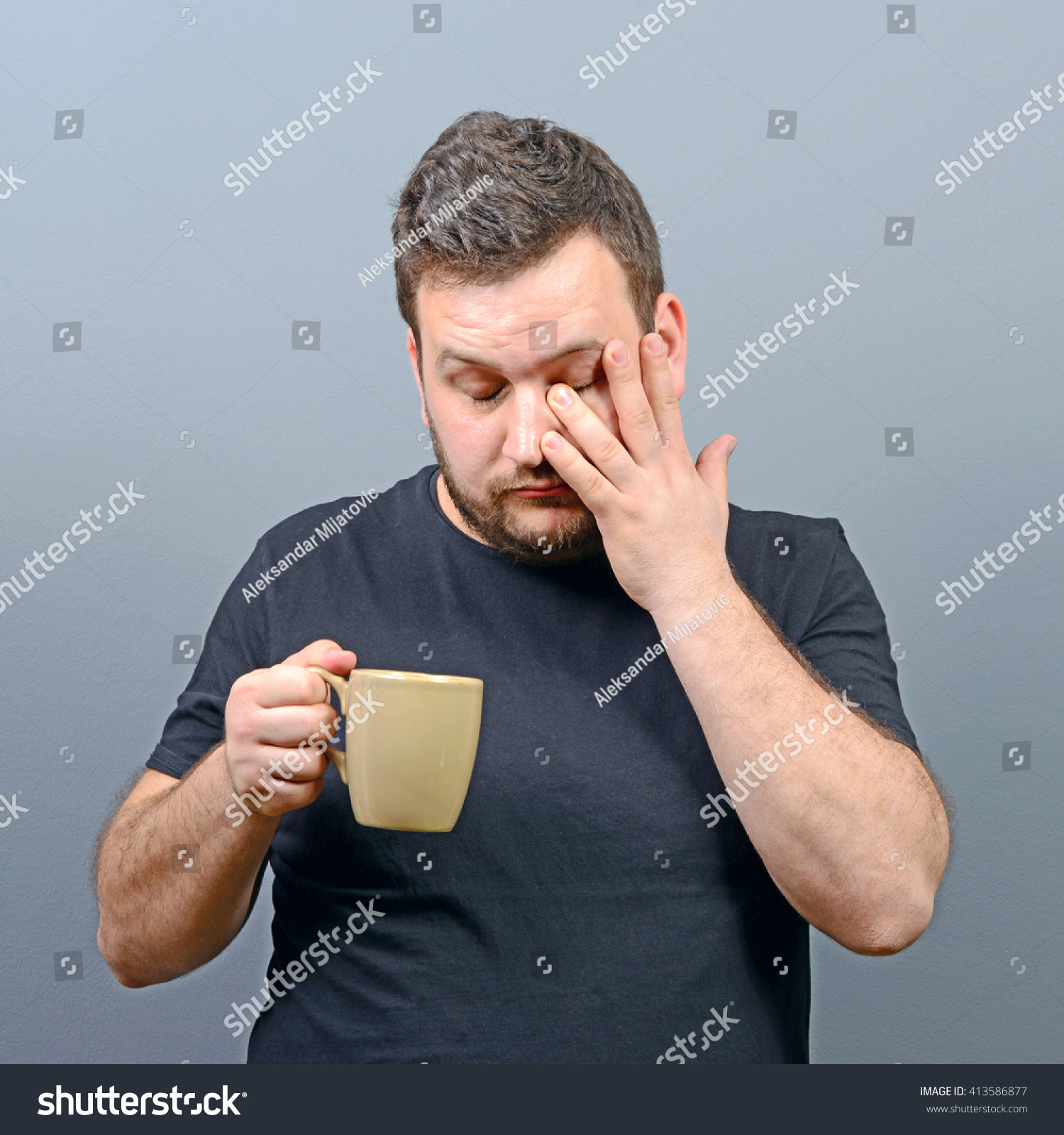 Portrait Tired Man Having First Morning Stock Photo (Edit Now) 413586877 Portrait Tired Man Having First Morning Stock Photo (Edit Now) 413586877