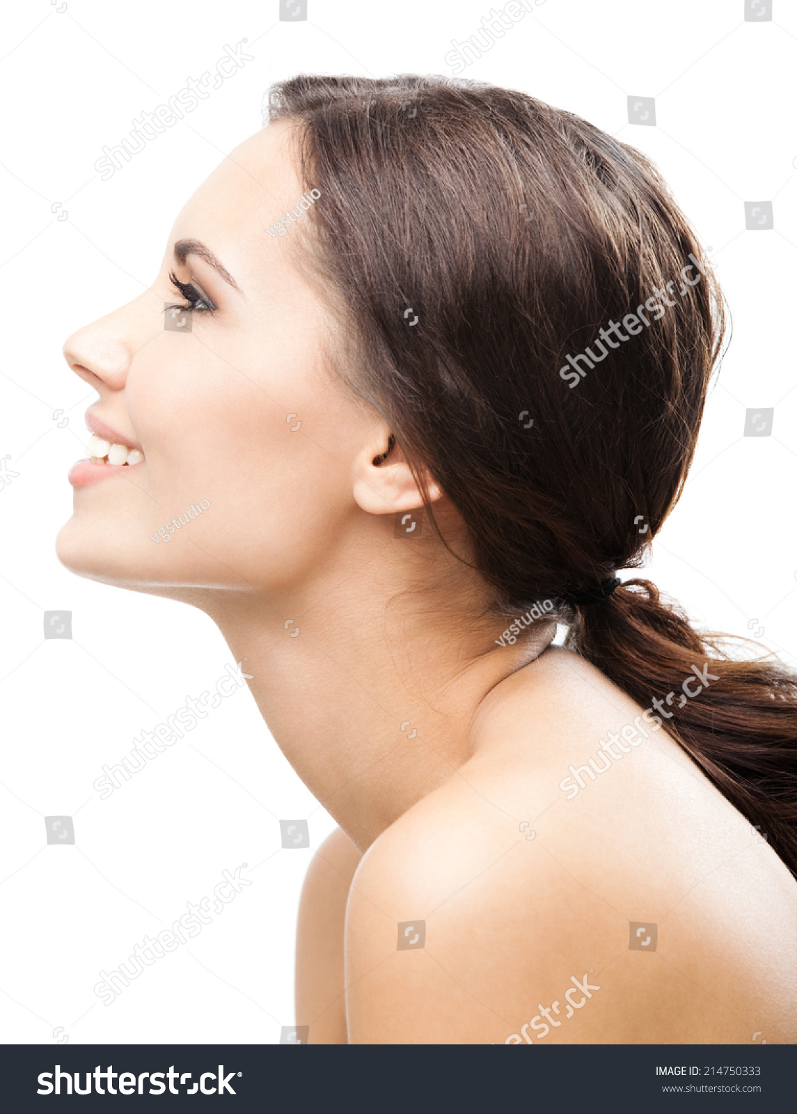 Profile Side Portrait Beautiful Young Happy Stock Photo 214750333 ... Profile Side Portrait Beautiful Young Happy Stock Photo 214750333 ...