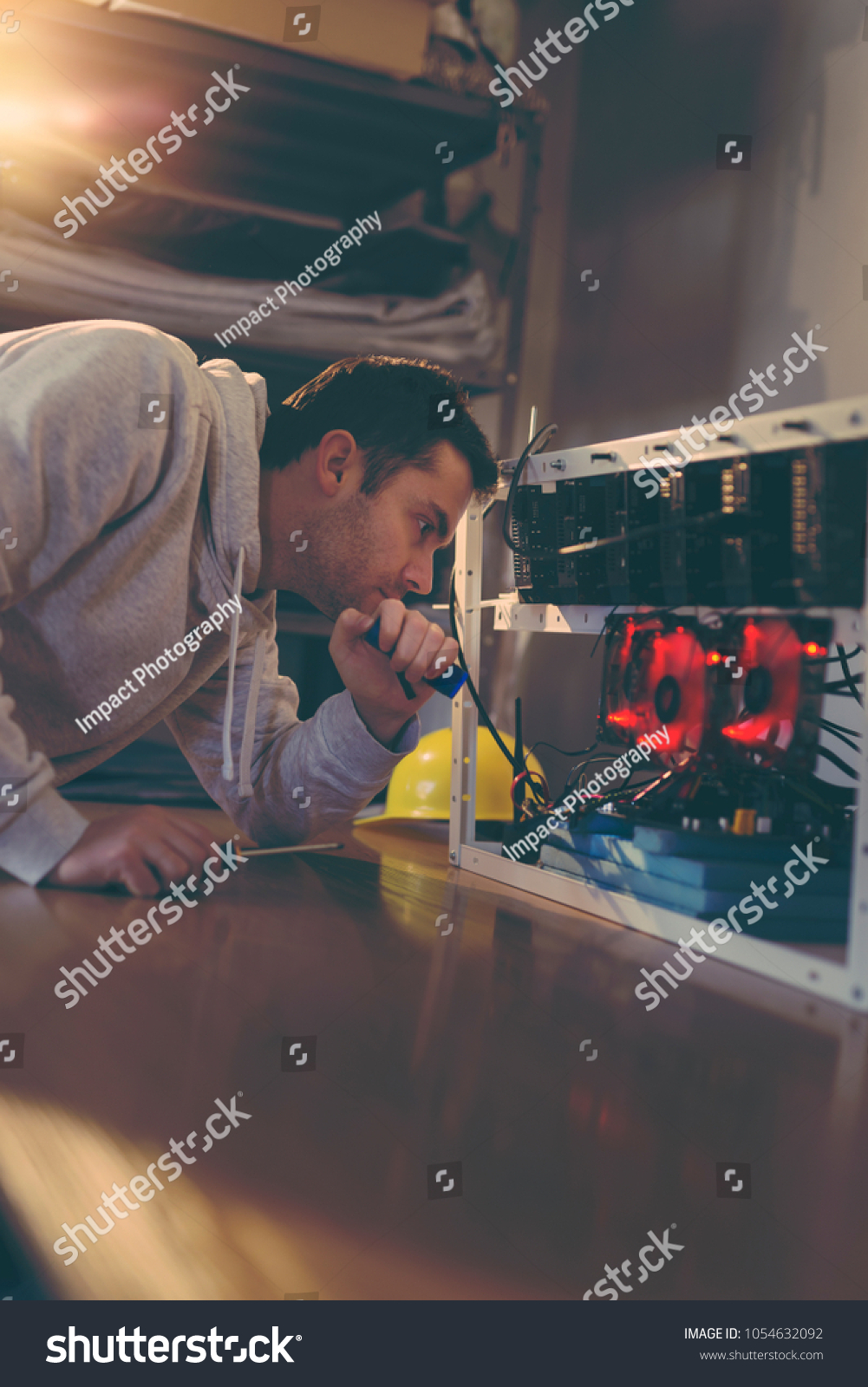 Programmer Setting Mining Rig Cryptocurrency Mining Stock Photo ...