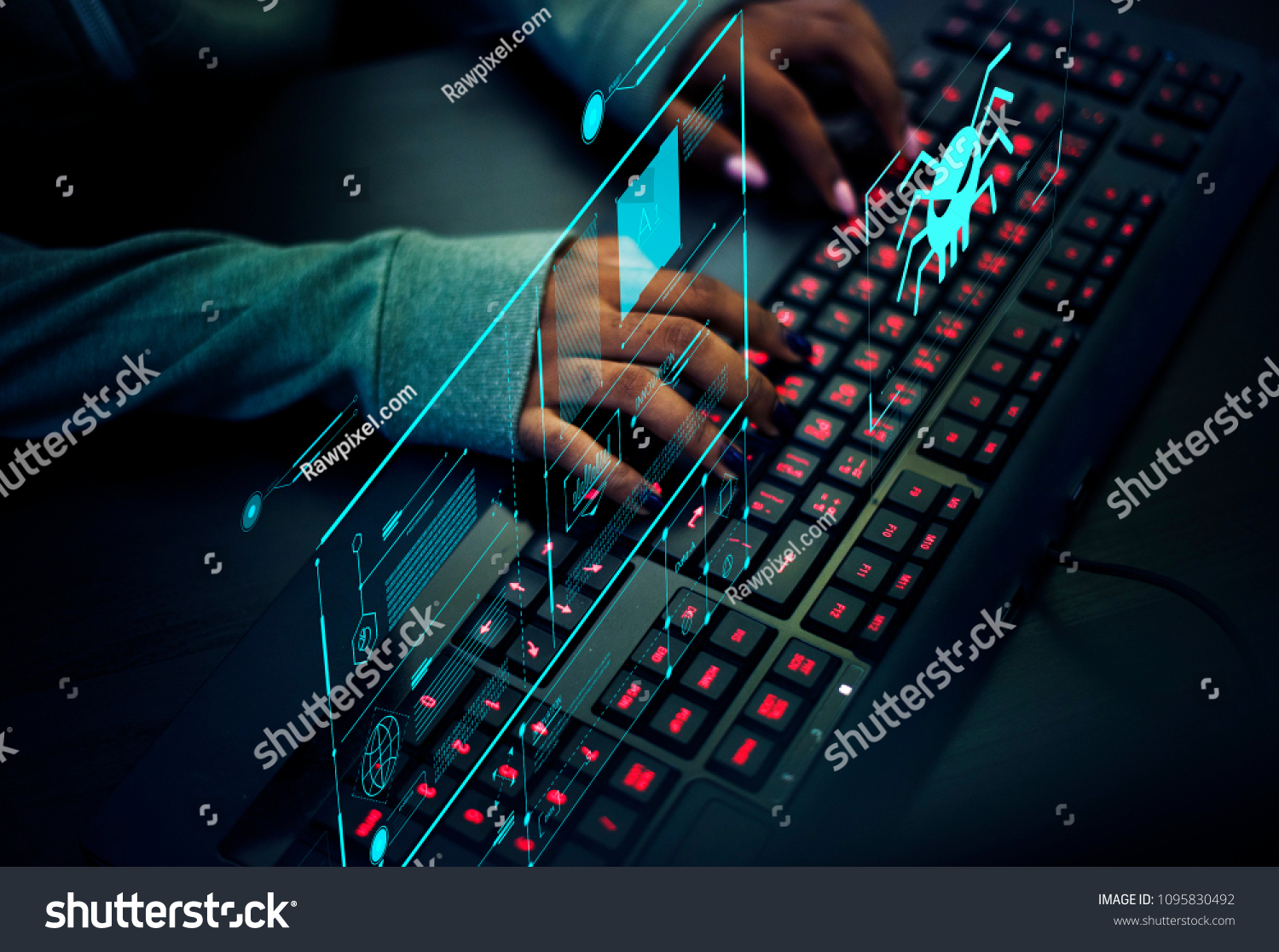 Programmer Working Prevent Computer Virus Stock Photo 1095830492 ...