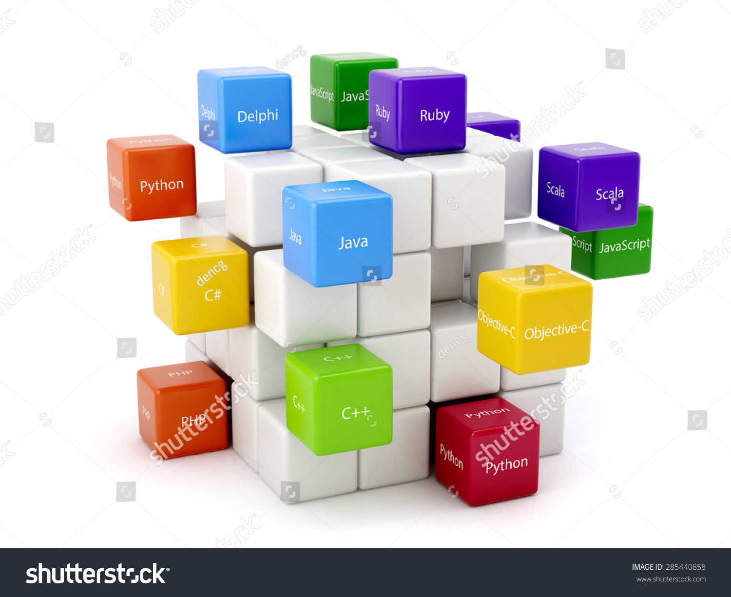 Concepto de programación. Diferentes idiomas de: ilustración de stock ...