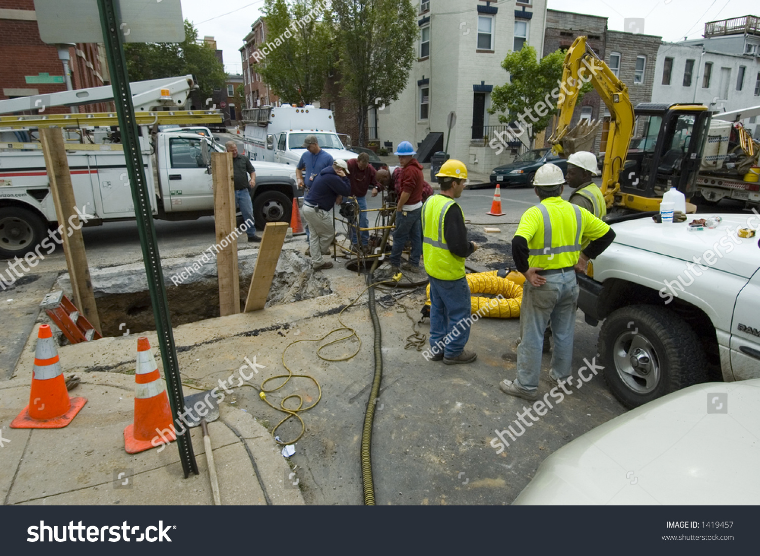 Pulling Cable Through Manhole Stock Photo 1419457 | Shutterstock