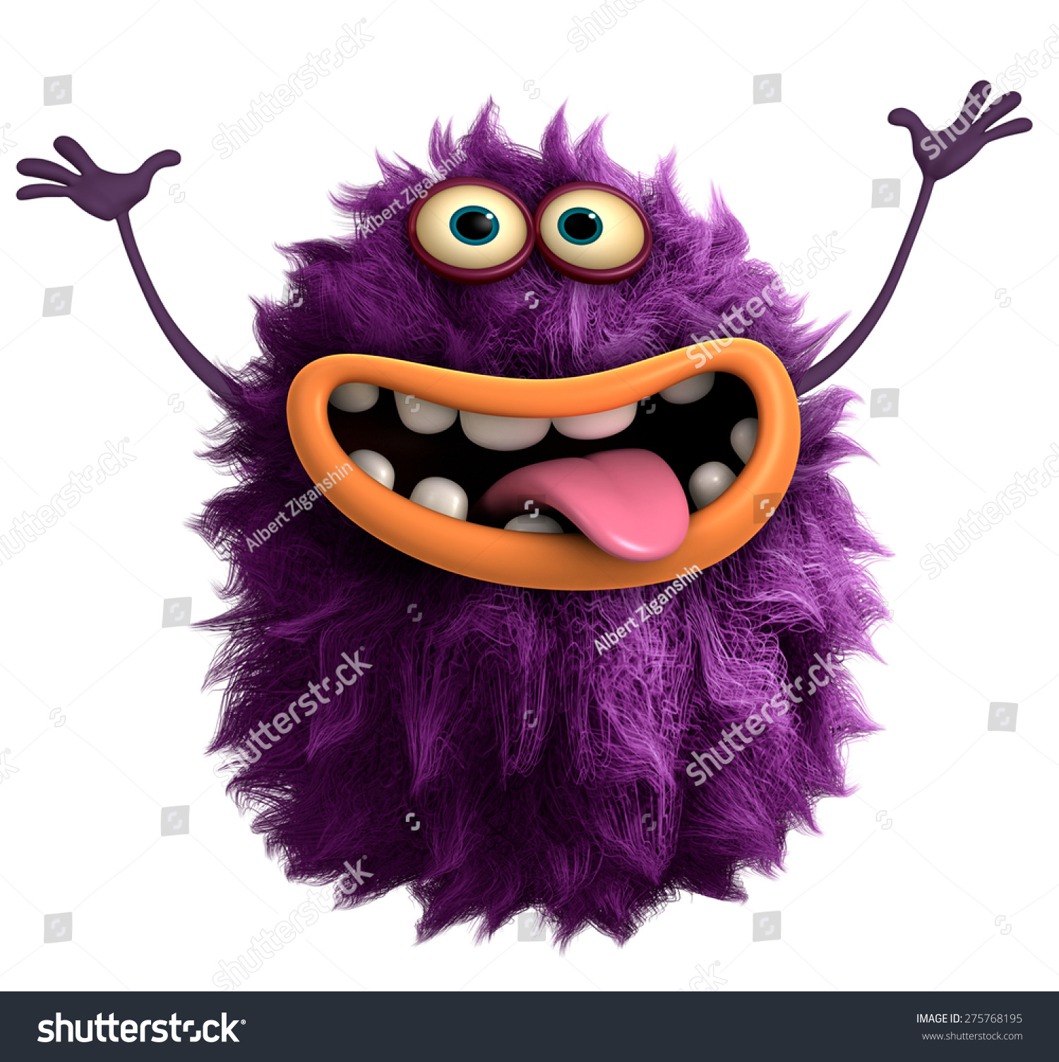 Purple Cartoon Hairy Monster 3 D Illustration De Stock De 275768195