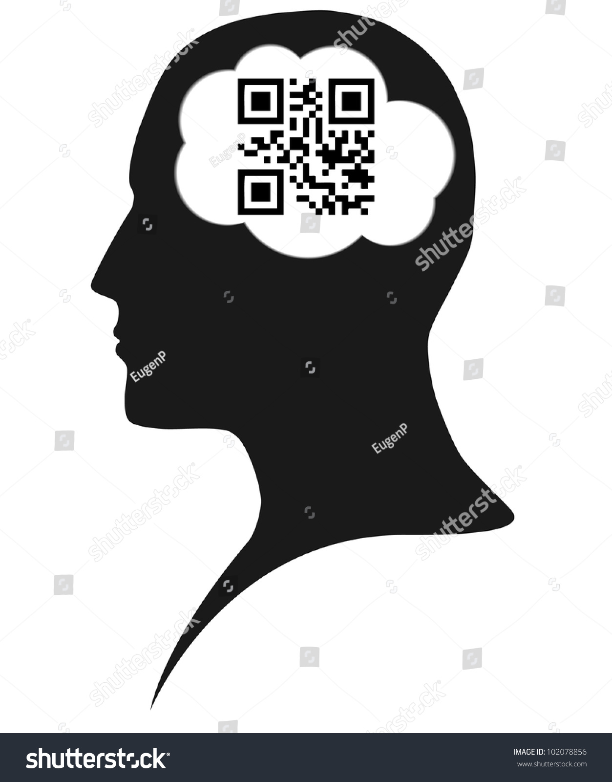 Qr Code Brain Stock Illustration 102078856 | Shutterstock