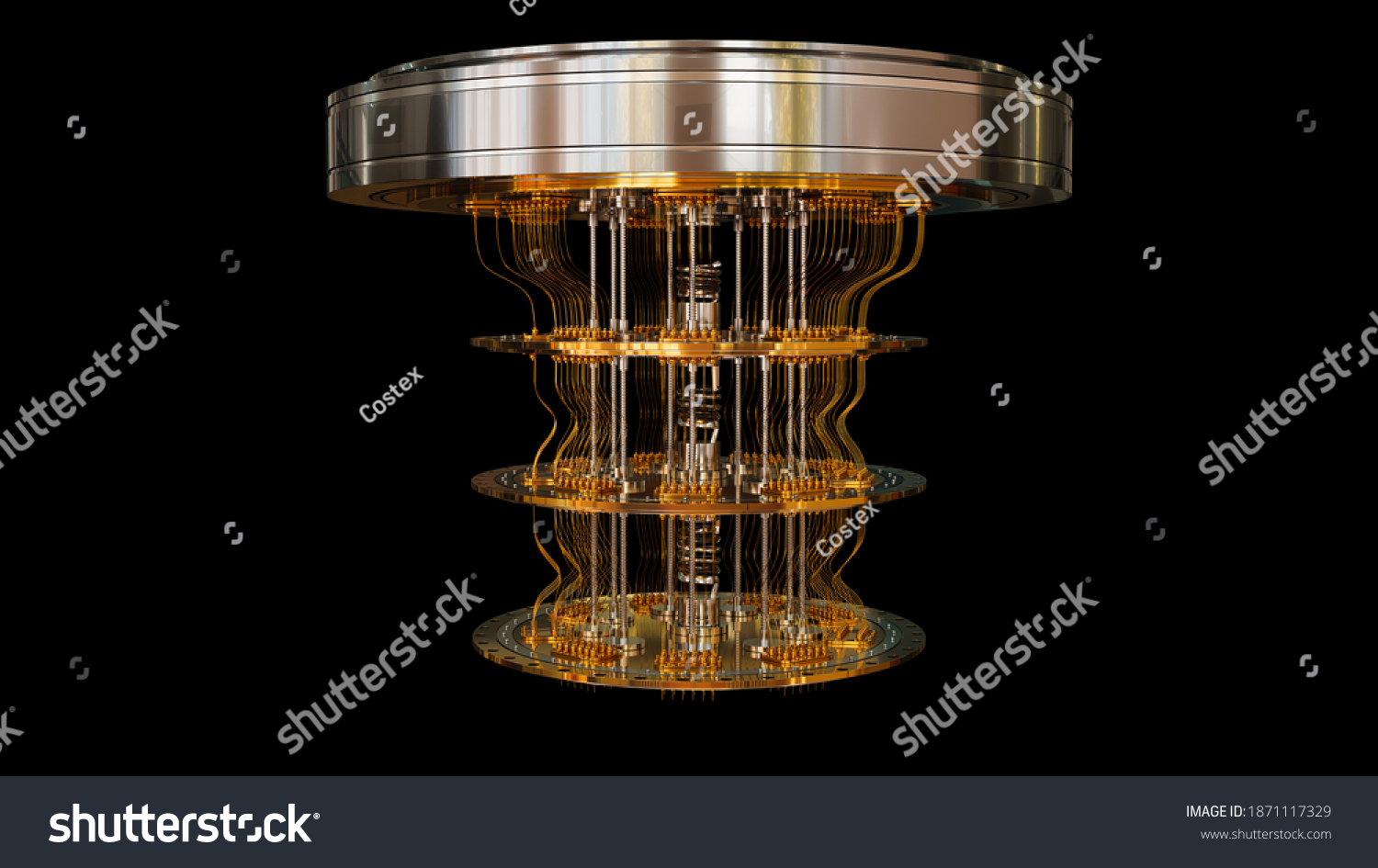 Quantum Computer Black Background 3d Render Stock Illustration 1871117329