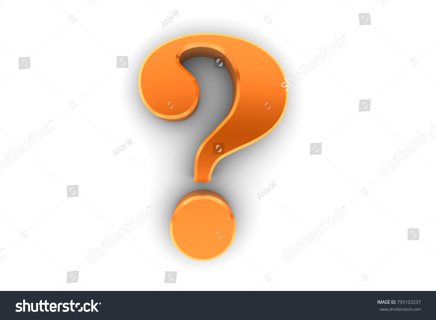 Question Mark 3d Orange Interrogation Point Stock Illustration 795103237