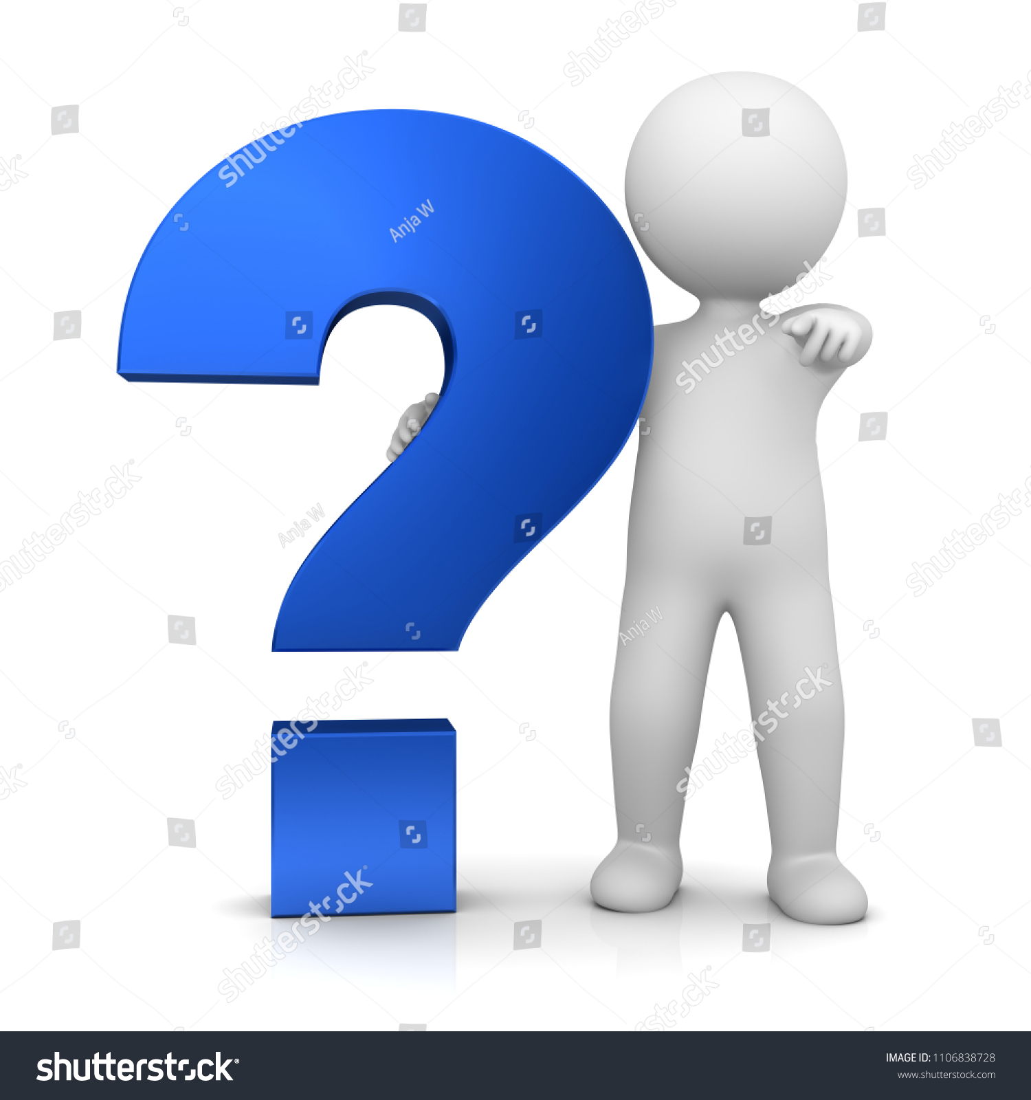 Question Mark 3d Rendering Blue Interrogation Stock Illustration ...