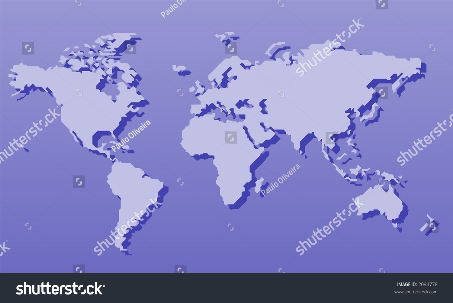 Rectangular World Map Blue Stock Illustration 2094778
