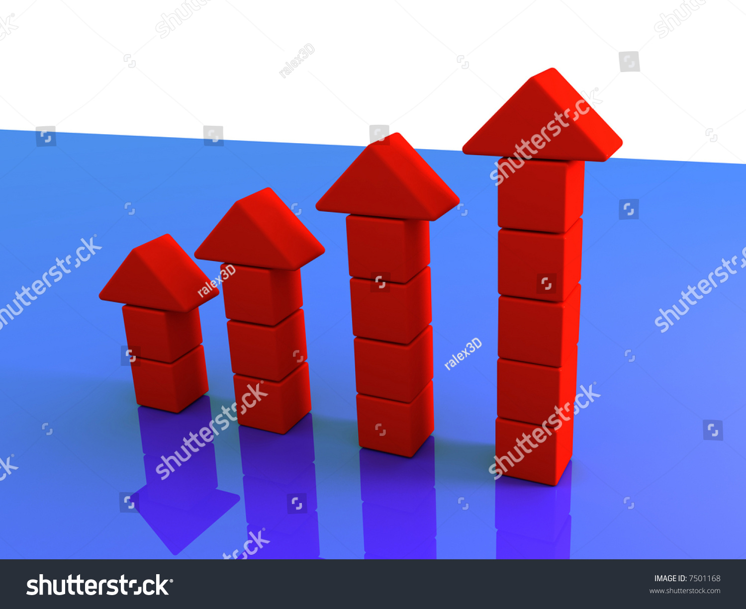 Red Arrow Graph 3d Model Stock Illustration 7501168