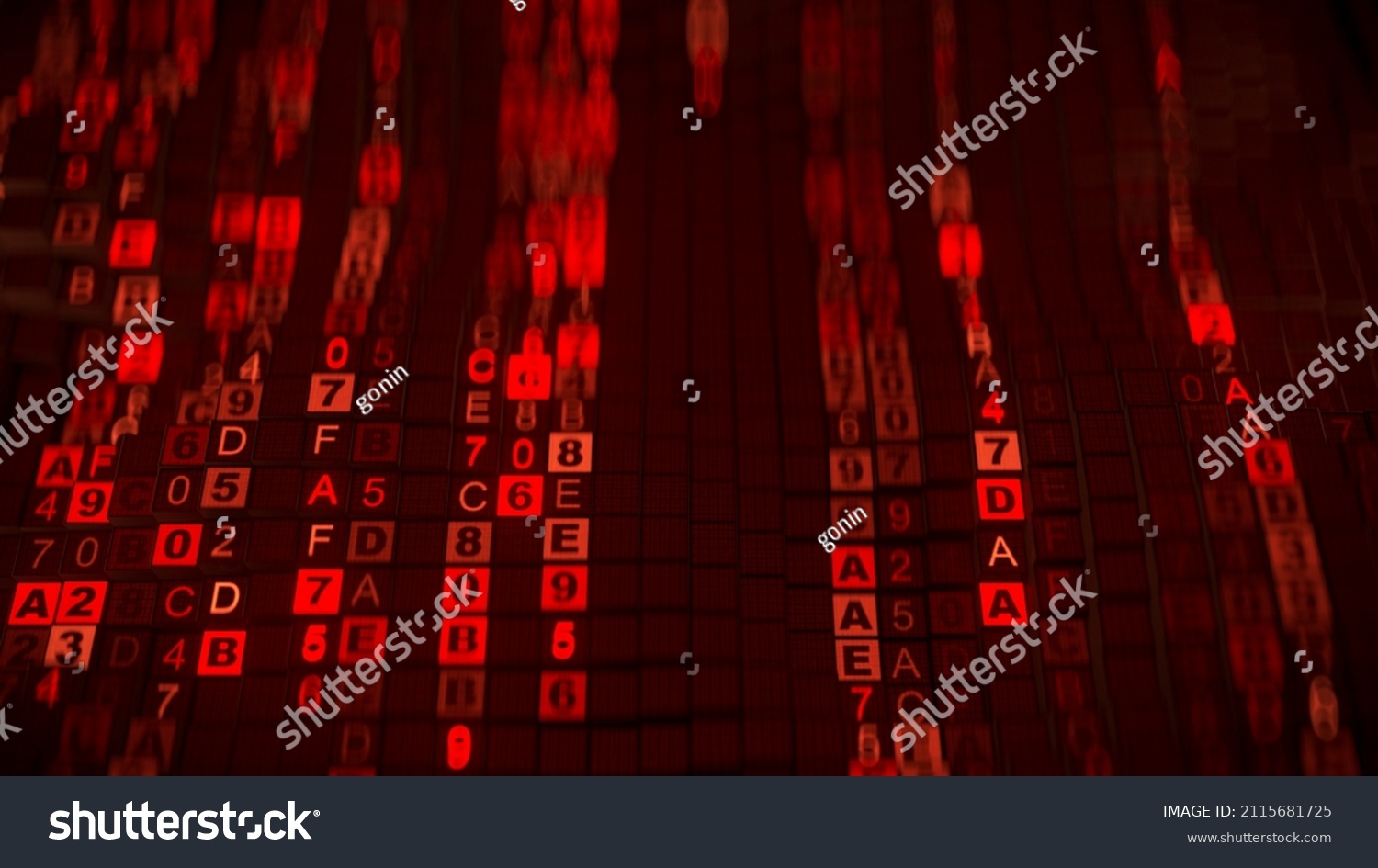Red Computer Hexadecimal Number System 3d Stock Illustration 2115681725