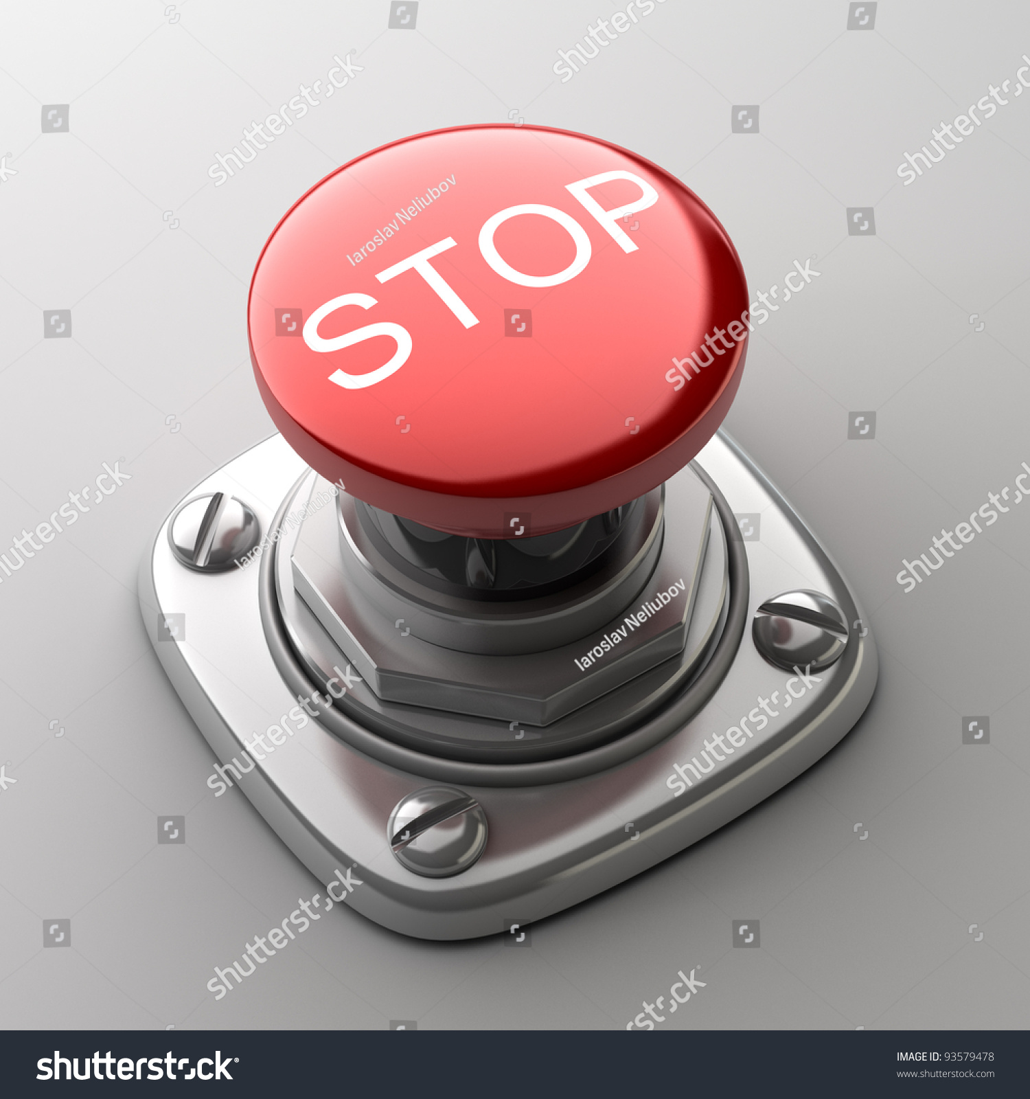 Red Stop Button High Resolution 3d Stock Illustration 93579478 ...
