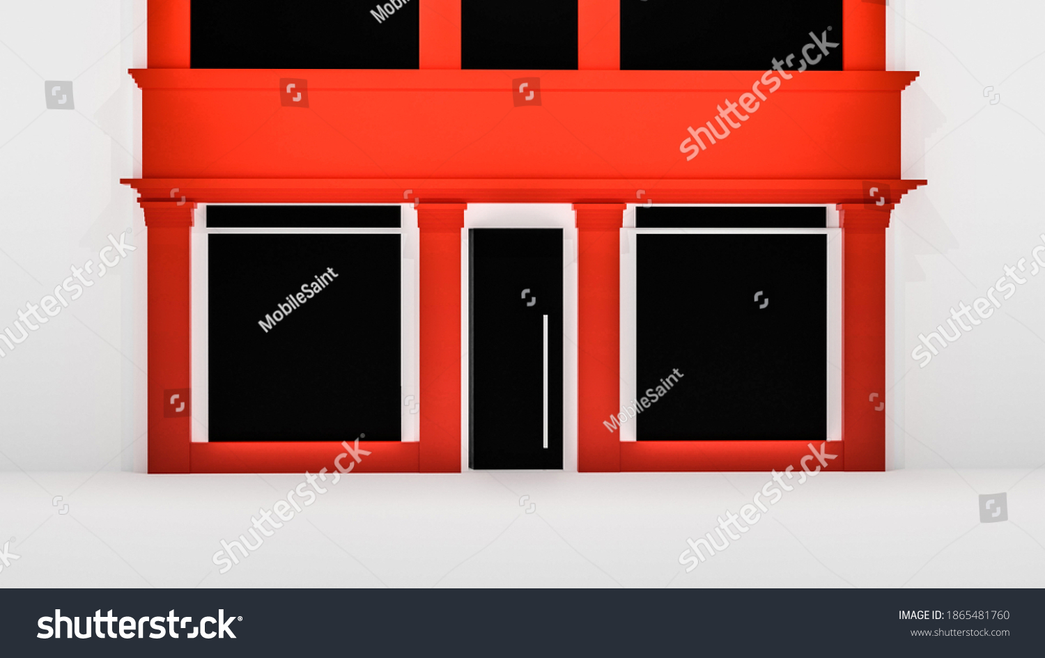 Red Store Front 3d Render Stock Illustration 1865481760