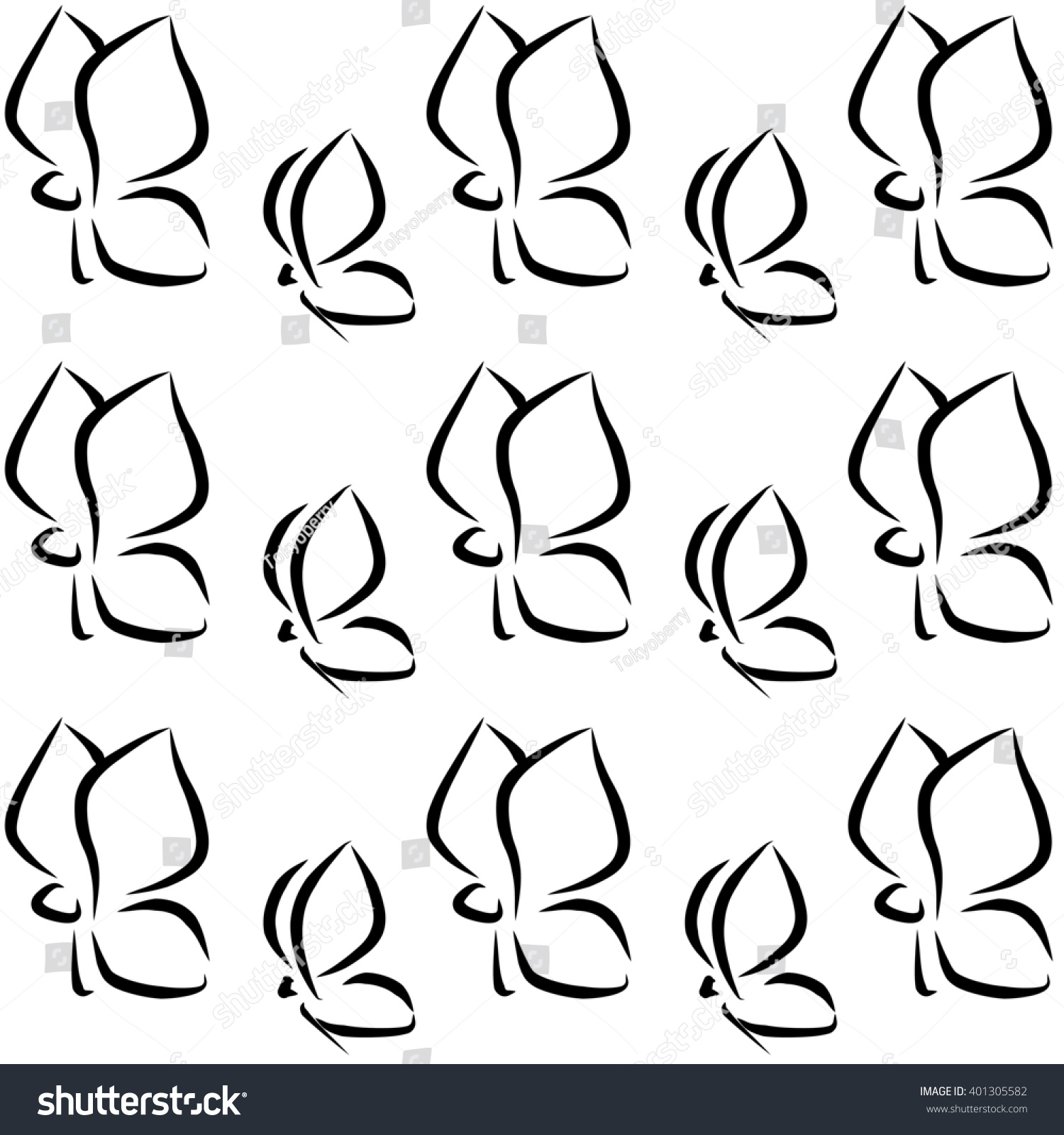 Repeating Butterfly Minimal Pattern Stock Illustration 401305582 ...