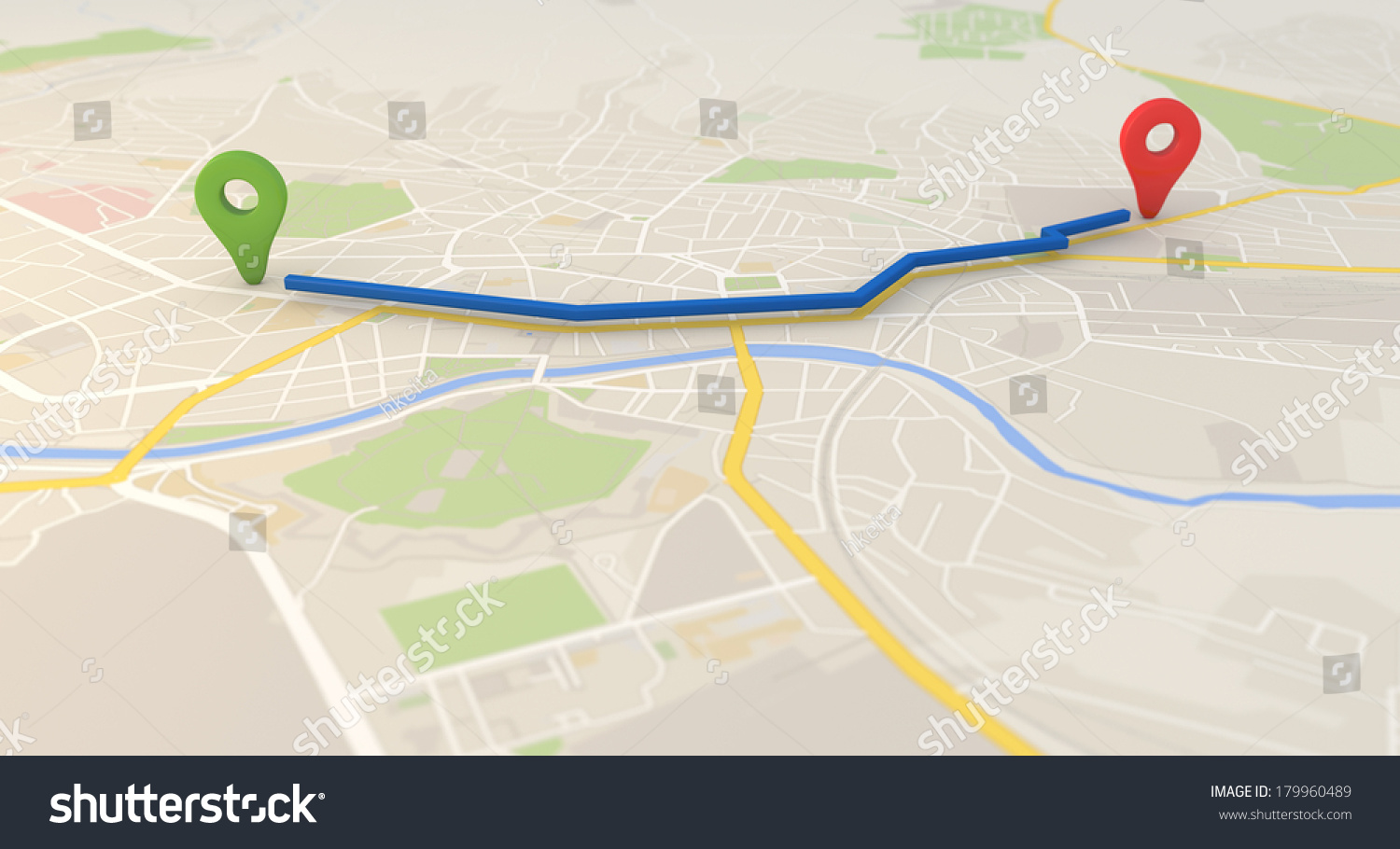 Road Map Pin Pointers 3 D Rendering Stock Illustration 179960489 ...