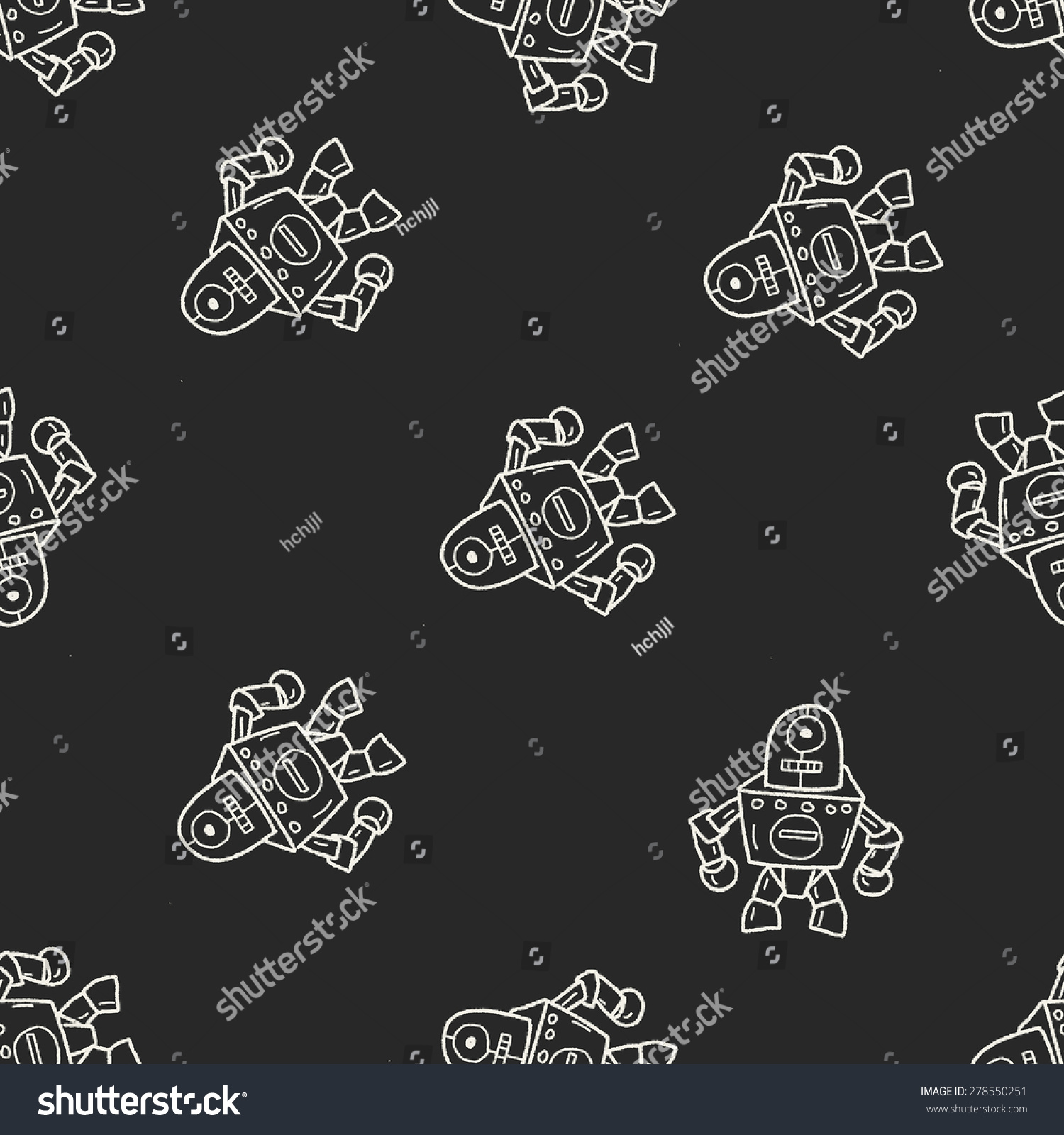 Robot Doodle Seamless Pattern Background Stock Illustration 278550251 ...