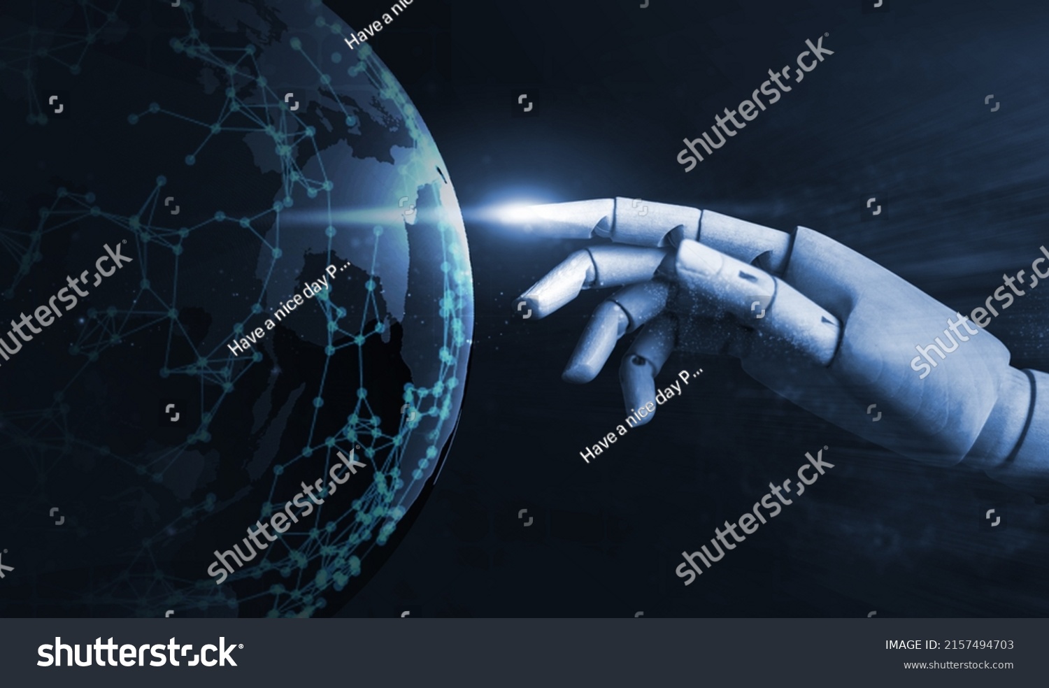 Robot Hand Artificial Intelligence Ai Pointing Stock Photo 2157494703 ...