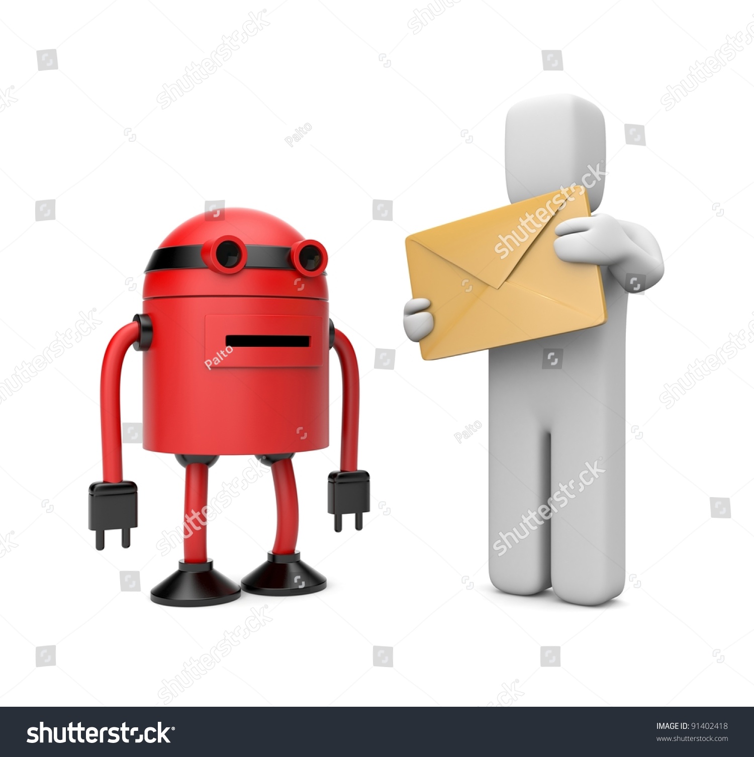 Robot Postman Stock Illustration 91402418 | Shutterstock