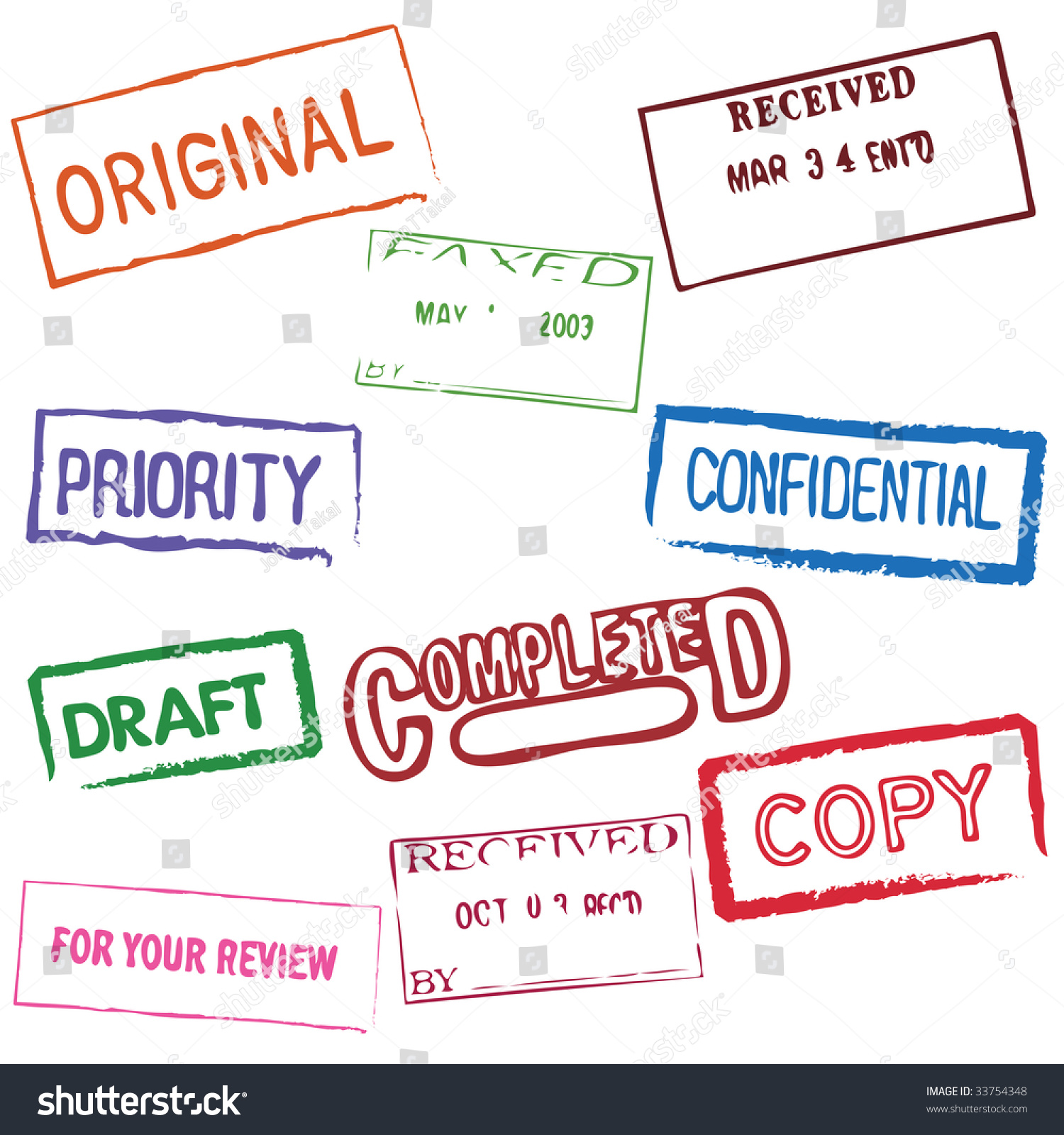Rubber Stamp Document Set Stock Photo 33754348 : Shutterstock