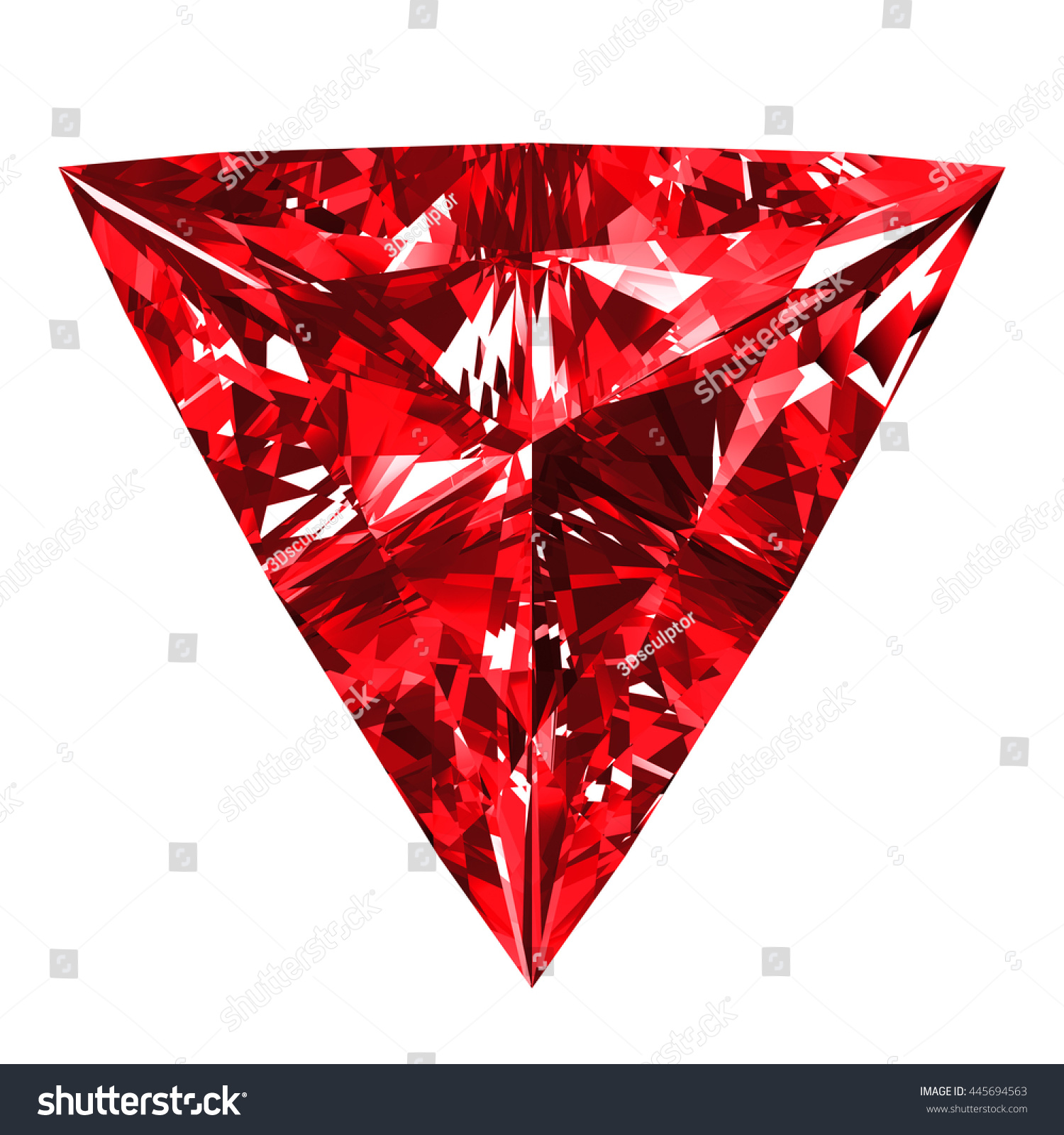 Ruby Triangle Over White Background 3d Stock Illustration 445694563 ...