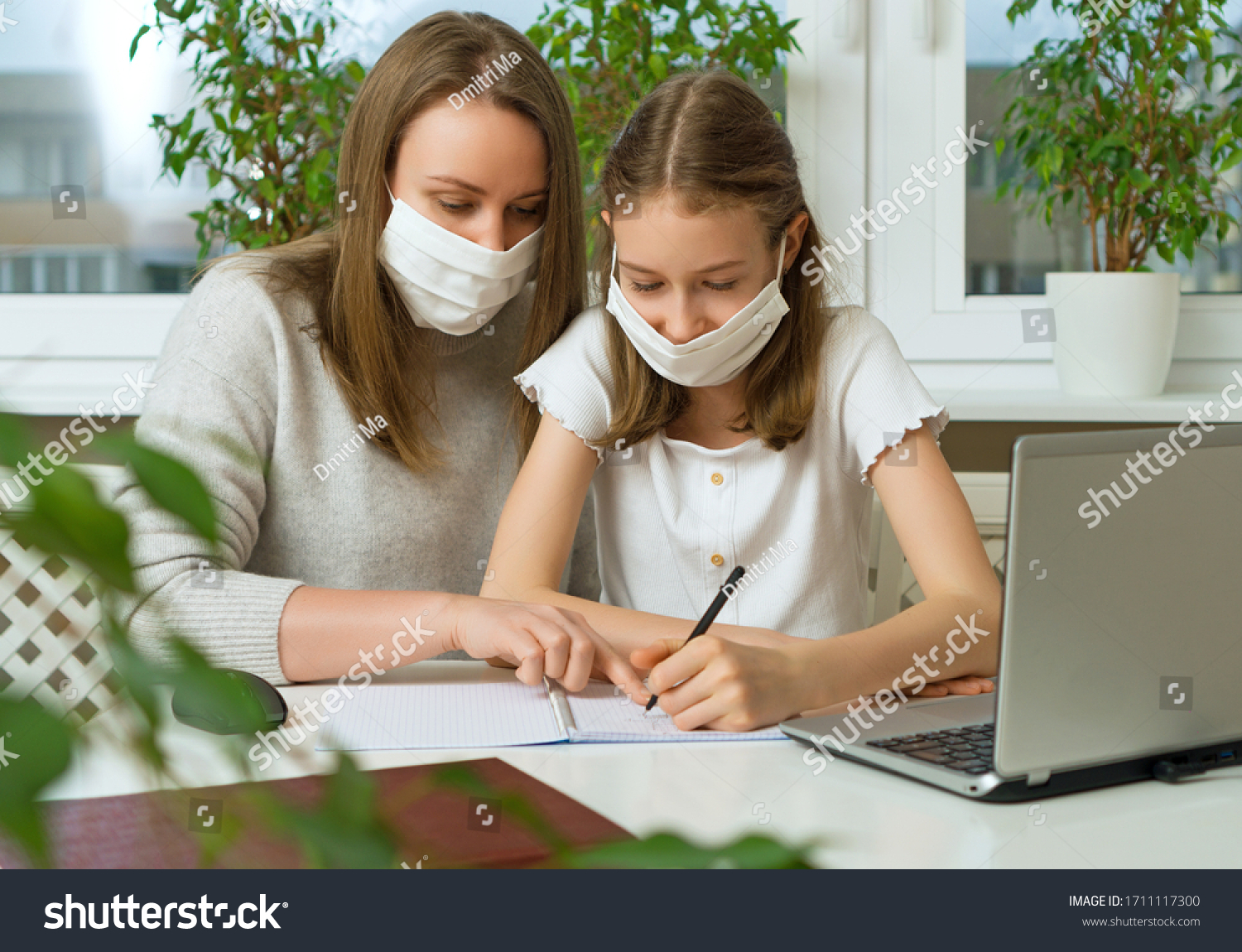 Schoolgirl Her Mother Distance Learning Doing Stock Photo (Edit Now ... Schoolgirl Her Mother Distance Learning Doing Stock Photo (Edit Now ...