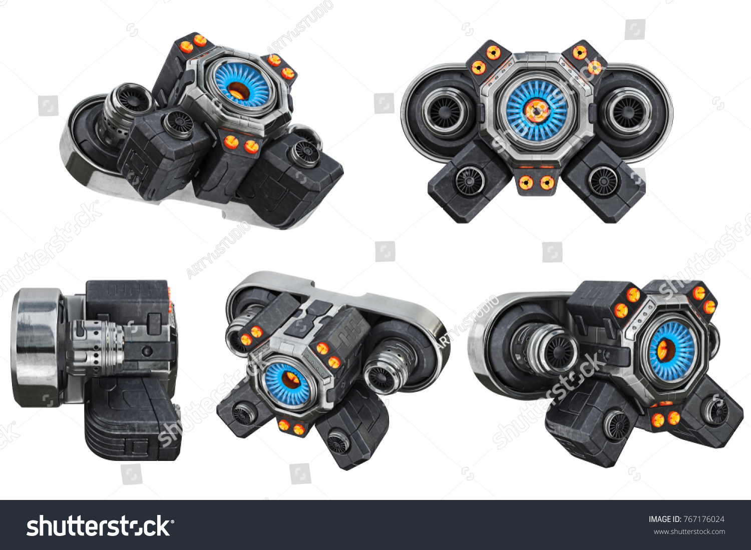 Scifi Engine Rocket Turbine Technology Set Stock Illustration 767176024
