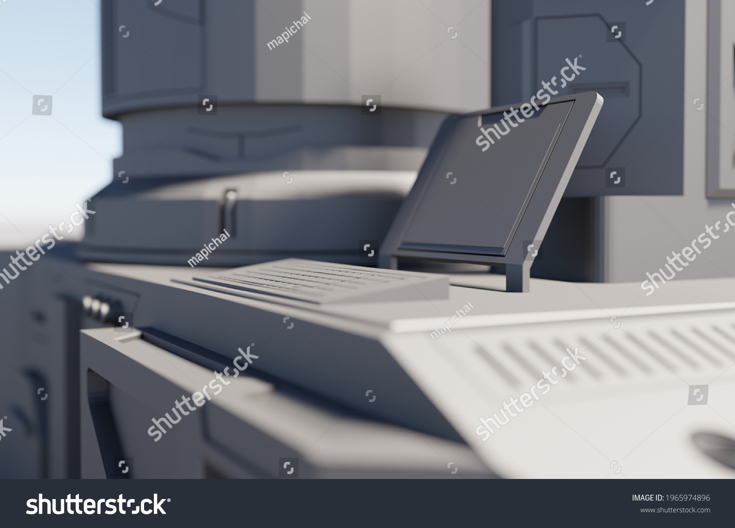 Scifi Technology Computer Scene 3d Rendering Stock Illustration ...