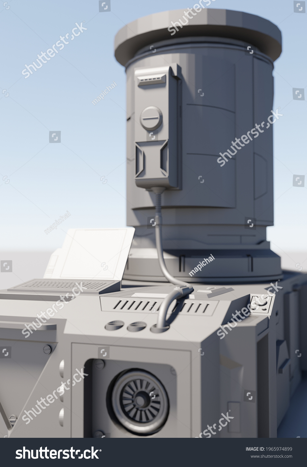 Scifi Technology Concept Scene 3d Rendering Stock Illustration ...