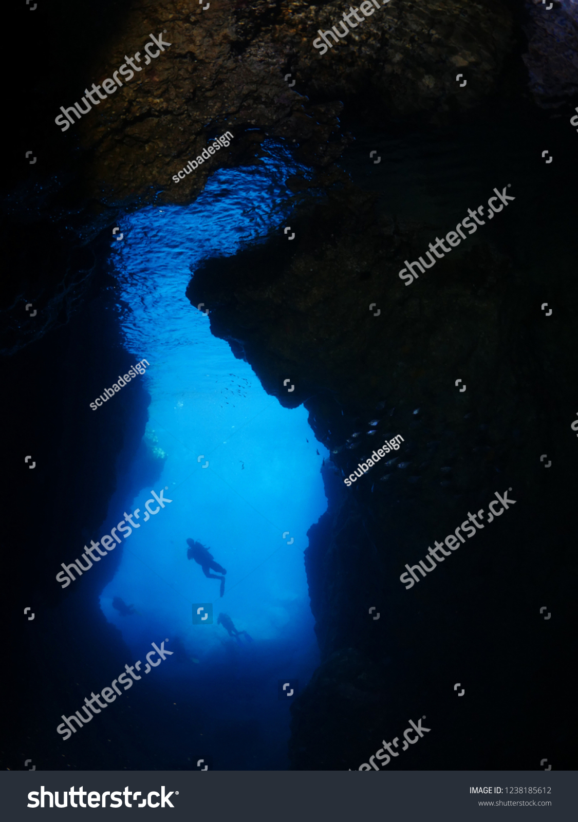 Scuba Diver Exploring Caves Underwater Stock Photo 1238185612 ... Scuba Diver Exploring Caves Underwater Stock Photo 1238185612 ...
