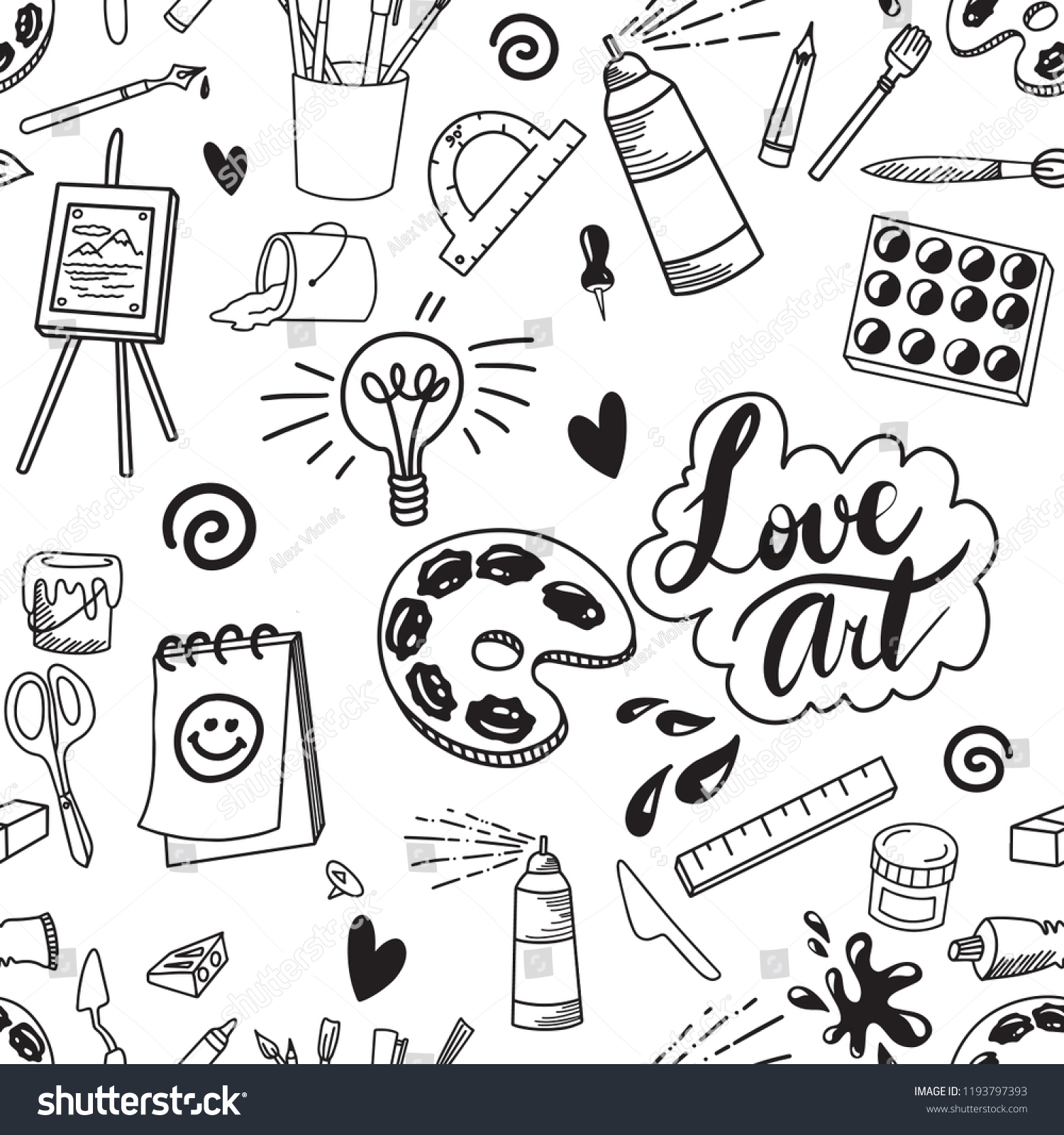 Seamless Art Supply Illustration Artist Doodle Stock Illustration ... Seamless Art Supply Illustration Artist Doodle Stock Illustration ...