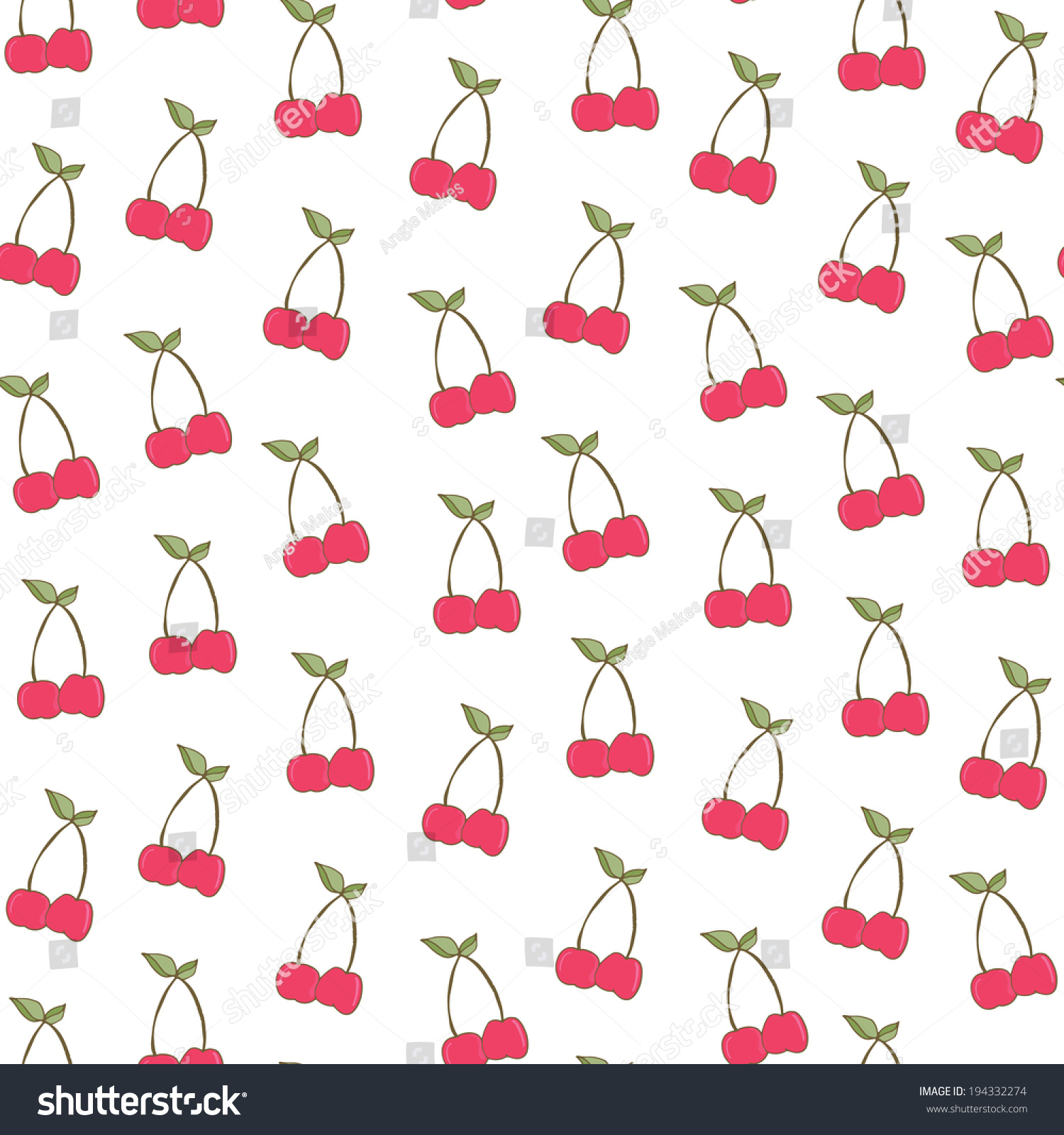 Seamless Cherry Background Cute Cherries Background Stock Illustration ...