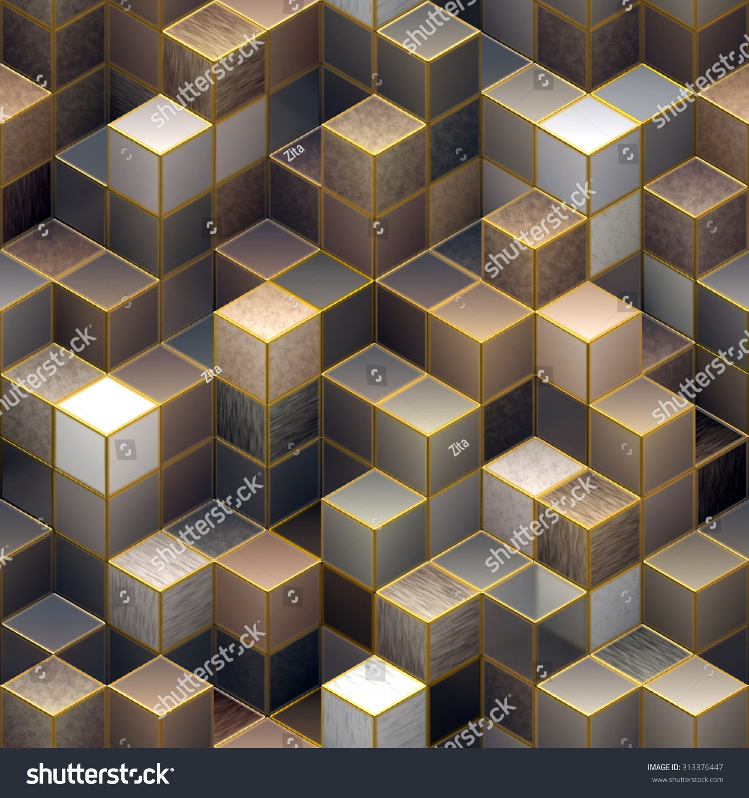 Seamless 3d Cubic Abstract Pattern Stock Illustration 313376447 ...