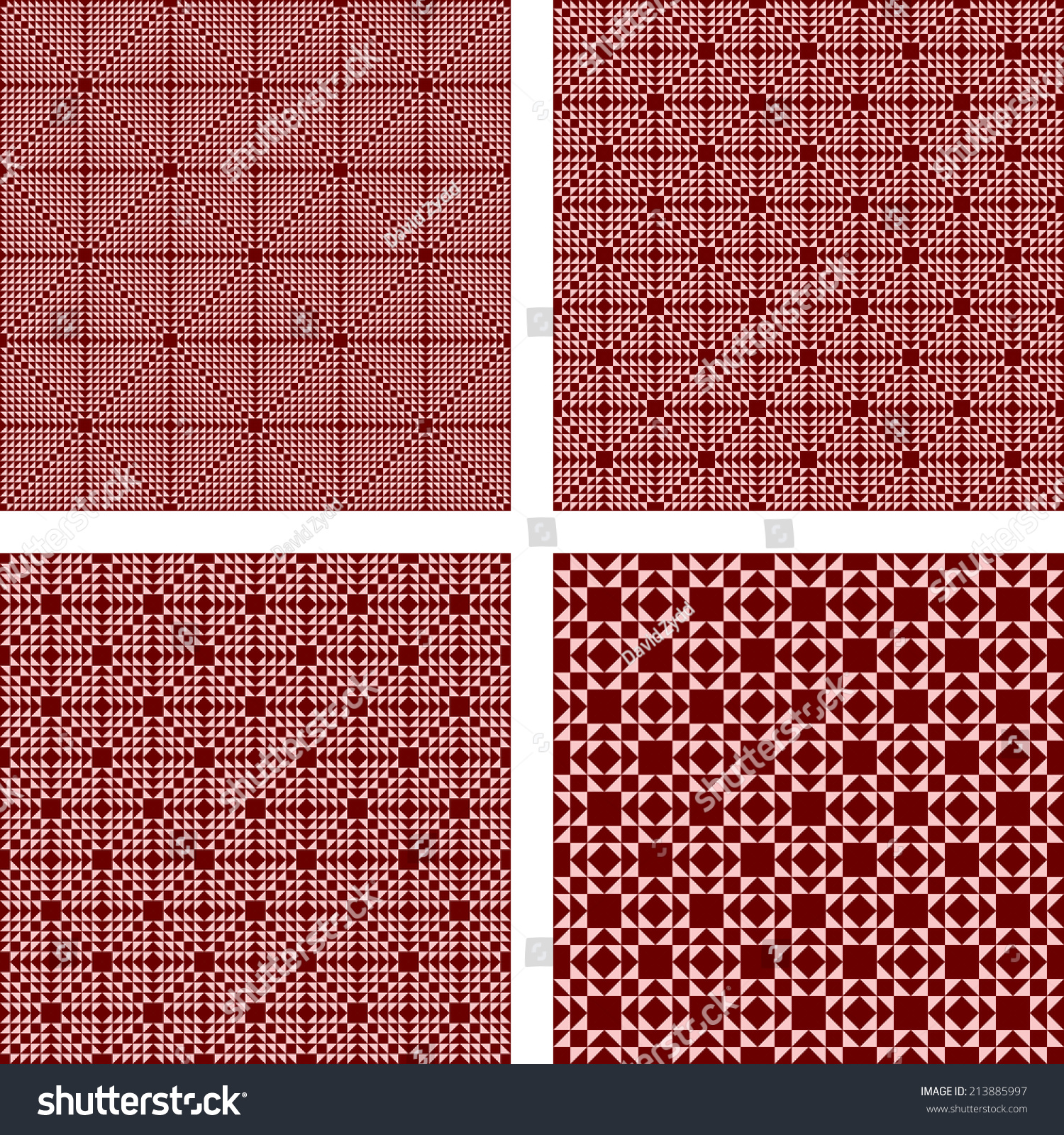 Seamless Maroon Triangle Pattern Set Jpeg Stock Illustration 213885997