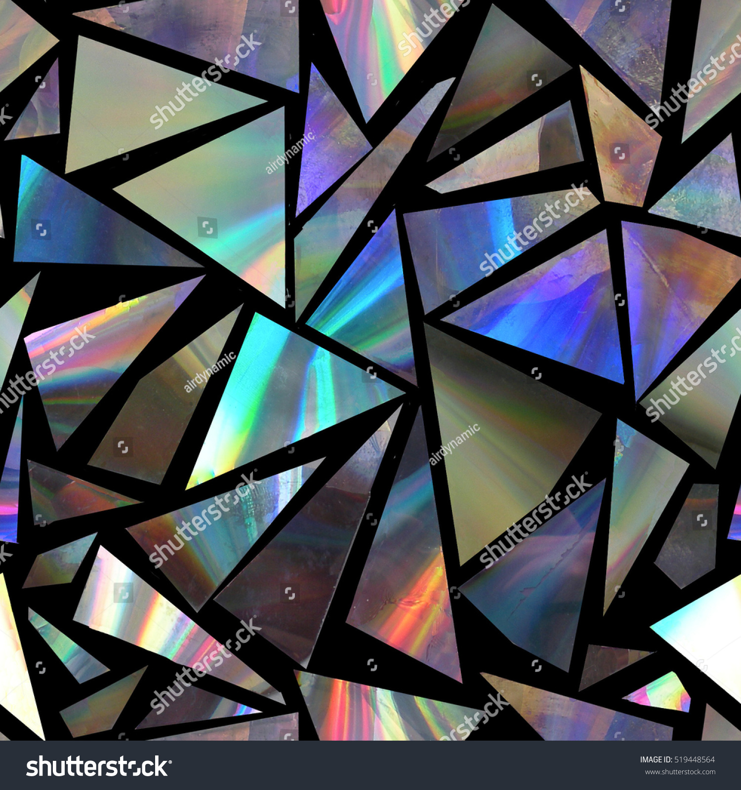 Seamless Pattern Holographic Triangles On Black Stock Photo (Edit Now ...