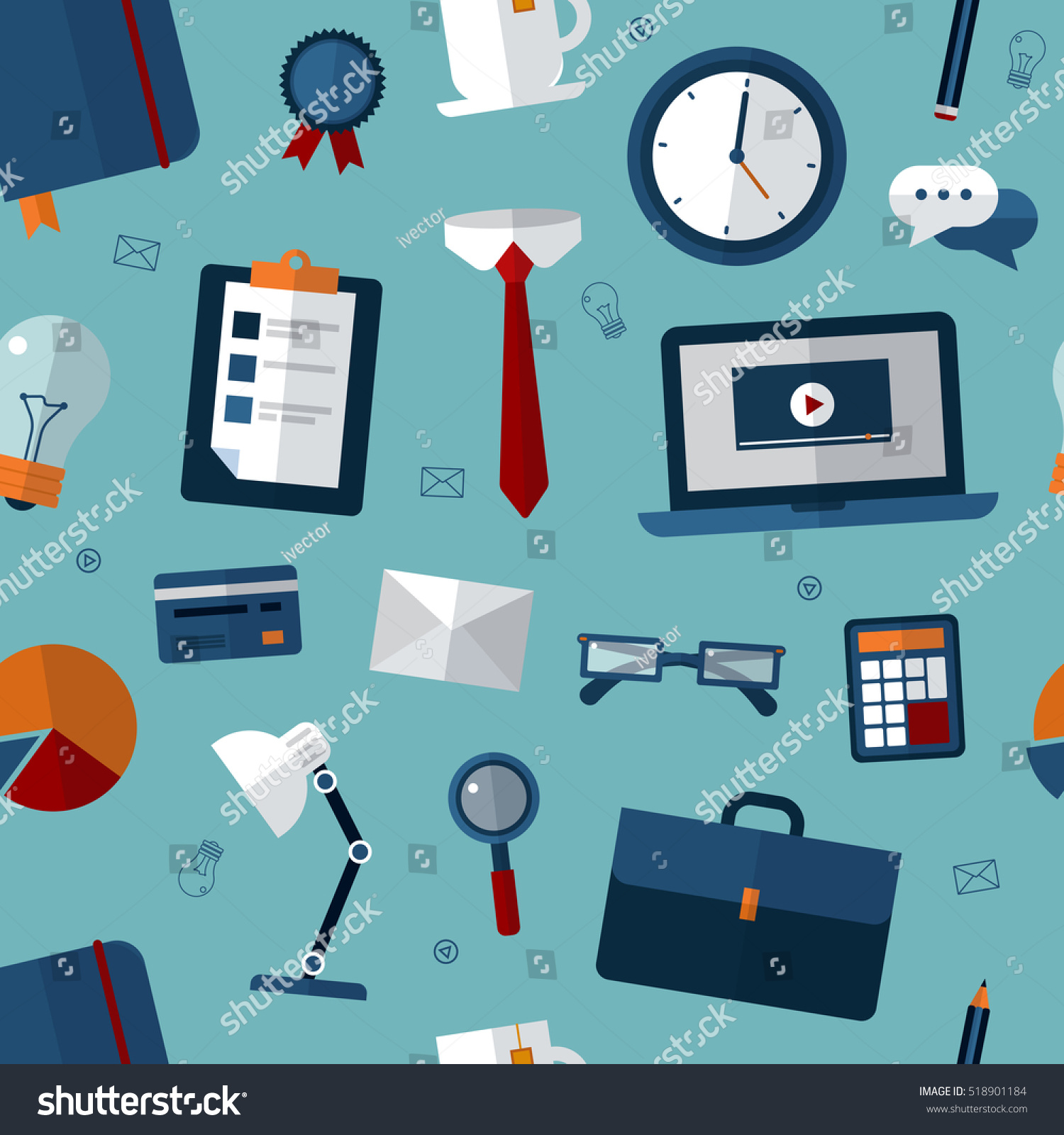 Seamless Pattern Office Elements Stock Illustration 518901184 ...