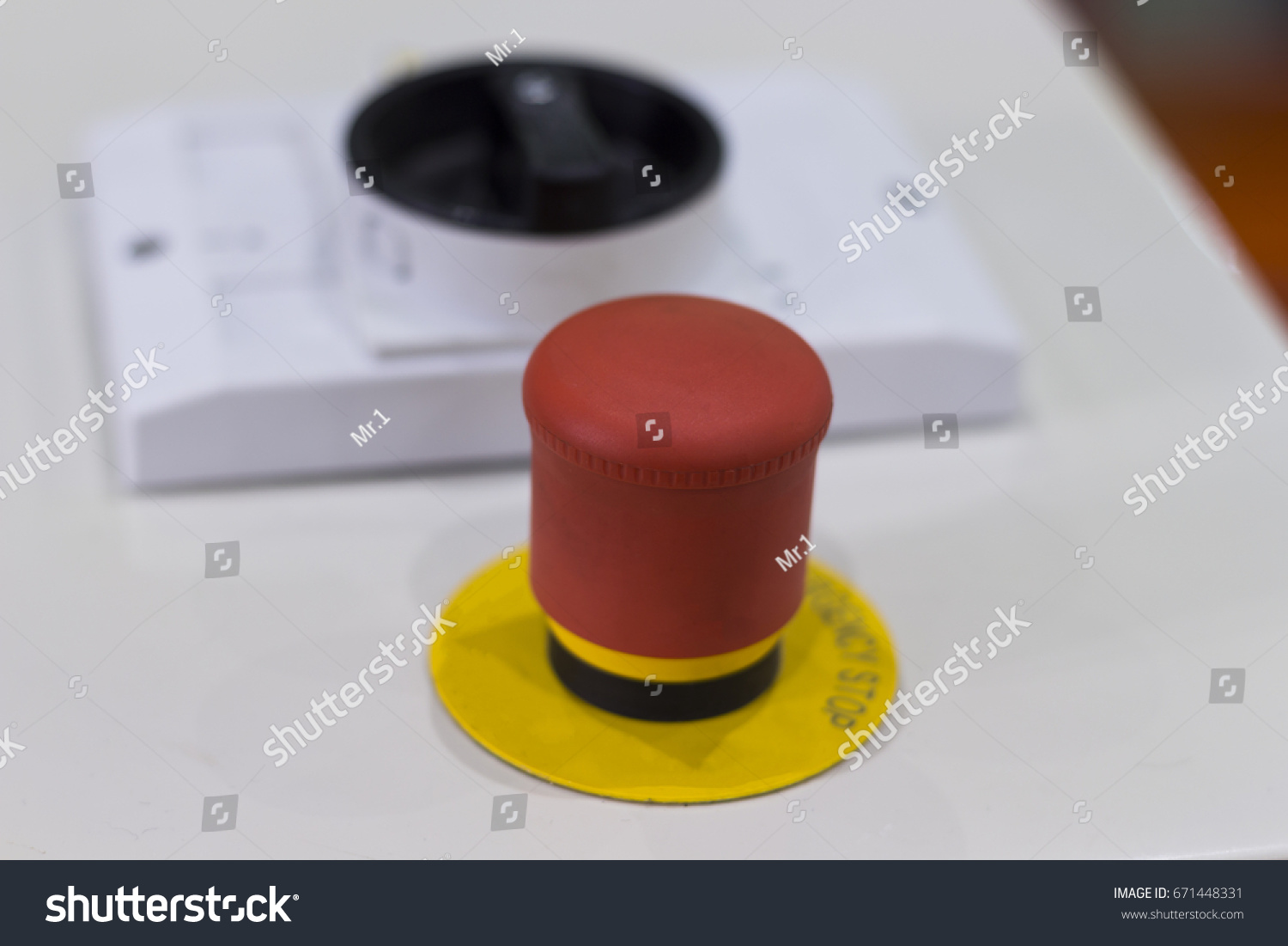Security Push Switchemergency Stop Buttonshut Downwhite Stock Photo ...